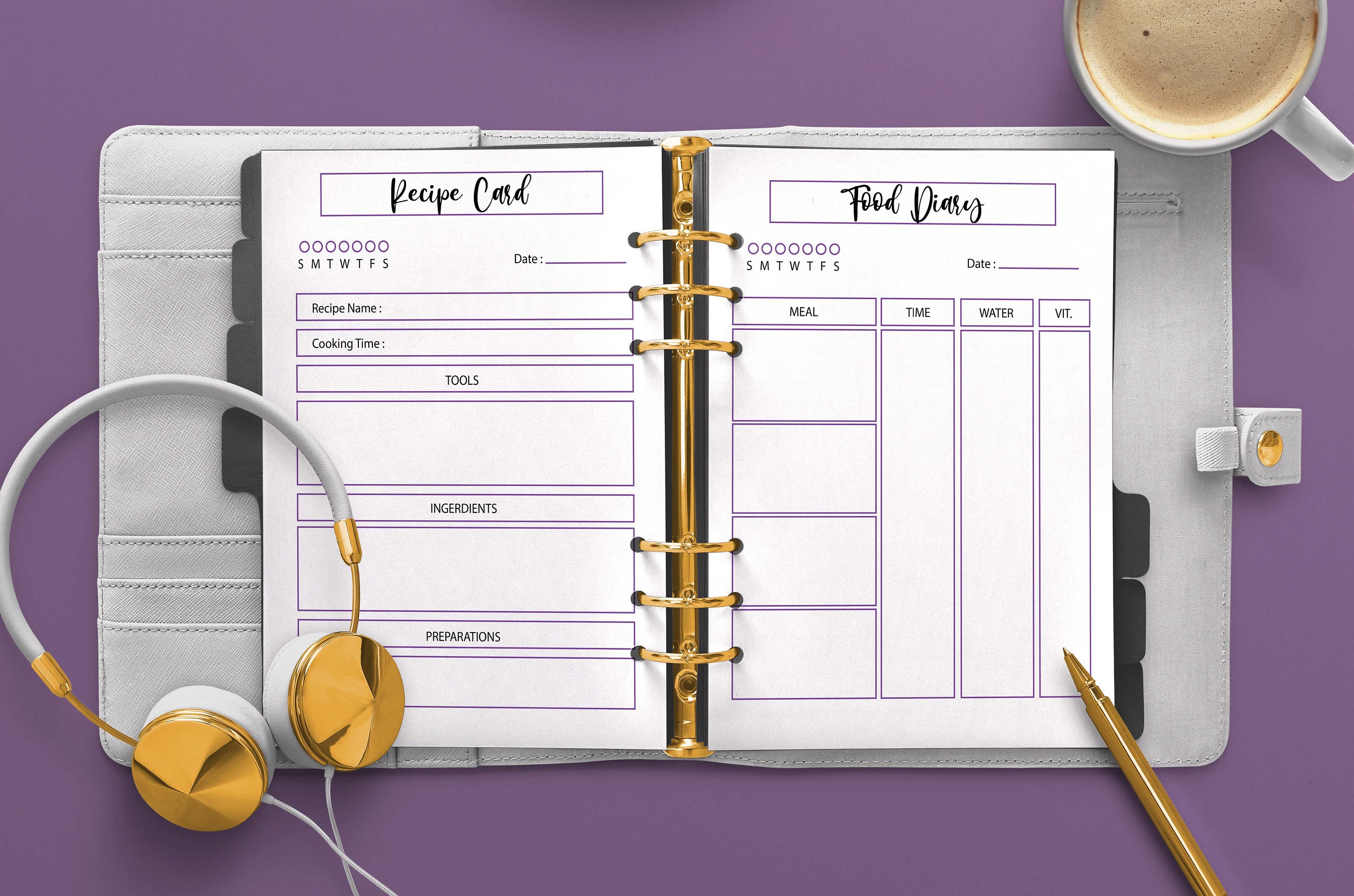 Meal Planner Editable Daily Food Journal Monthly Meal Tracker Weekly ...