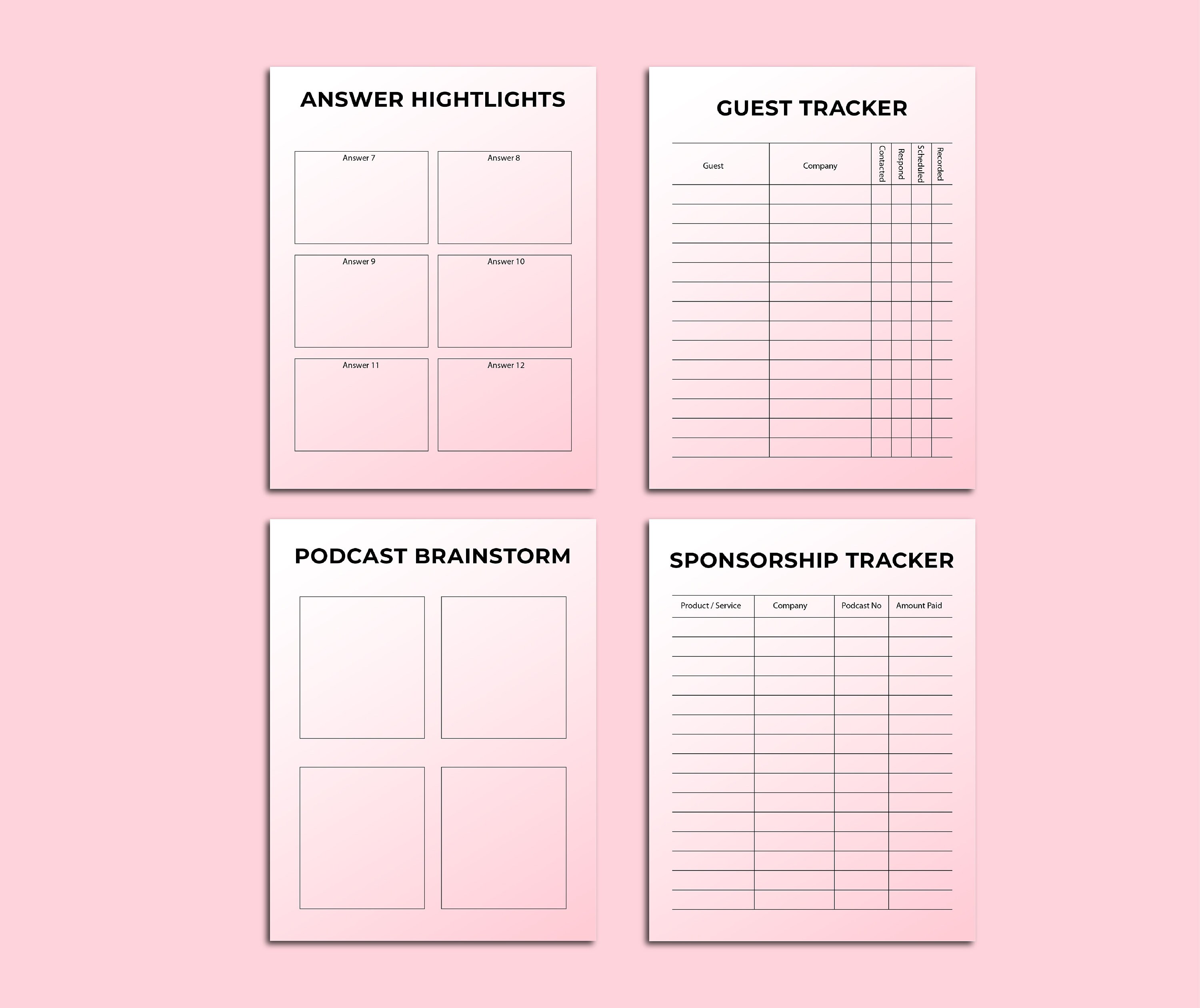 Podcast Planner Editable,interview Planner,podcast Tracker,podcast ...