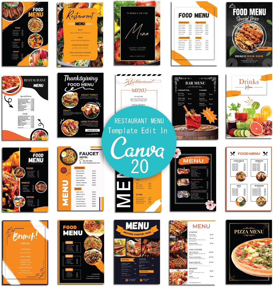 Editable Food Menu, Canva Menu, Restaurant Menu ,minimalistic Menu ...