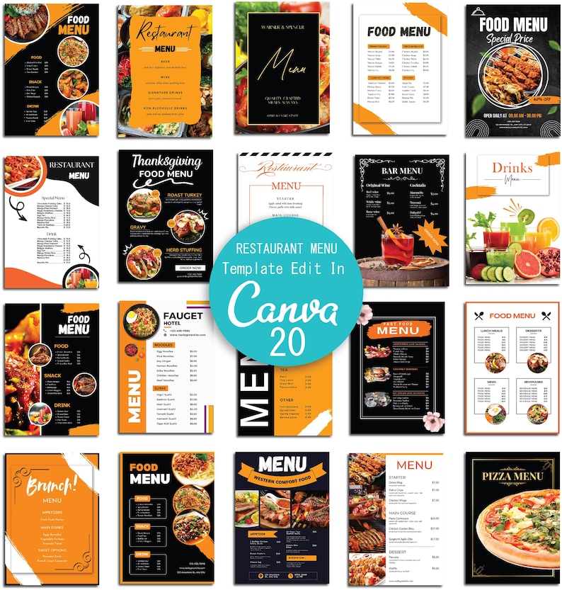 Editable Food Menu, Canva Menu, Restaurant Menu ,minimalistic Menu ...