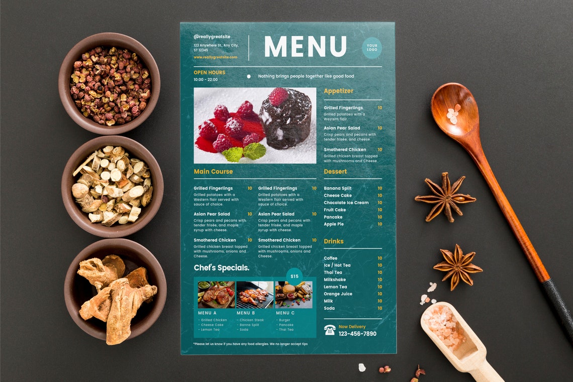 Restaurant Menu Print Template Simple Food & Drink Menu Template Canva ...