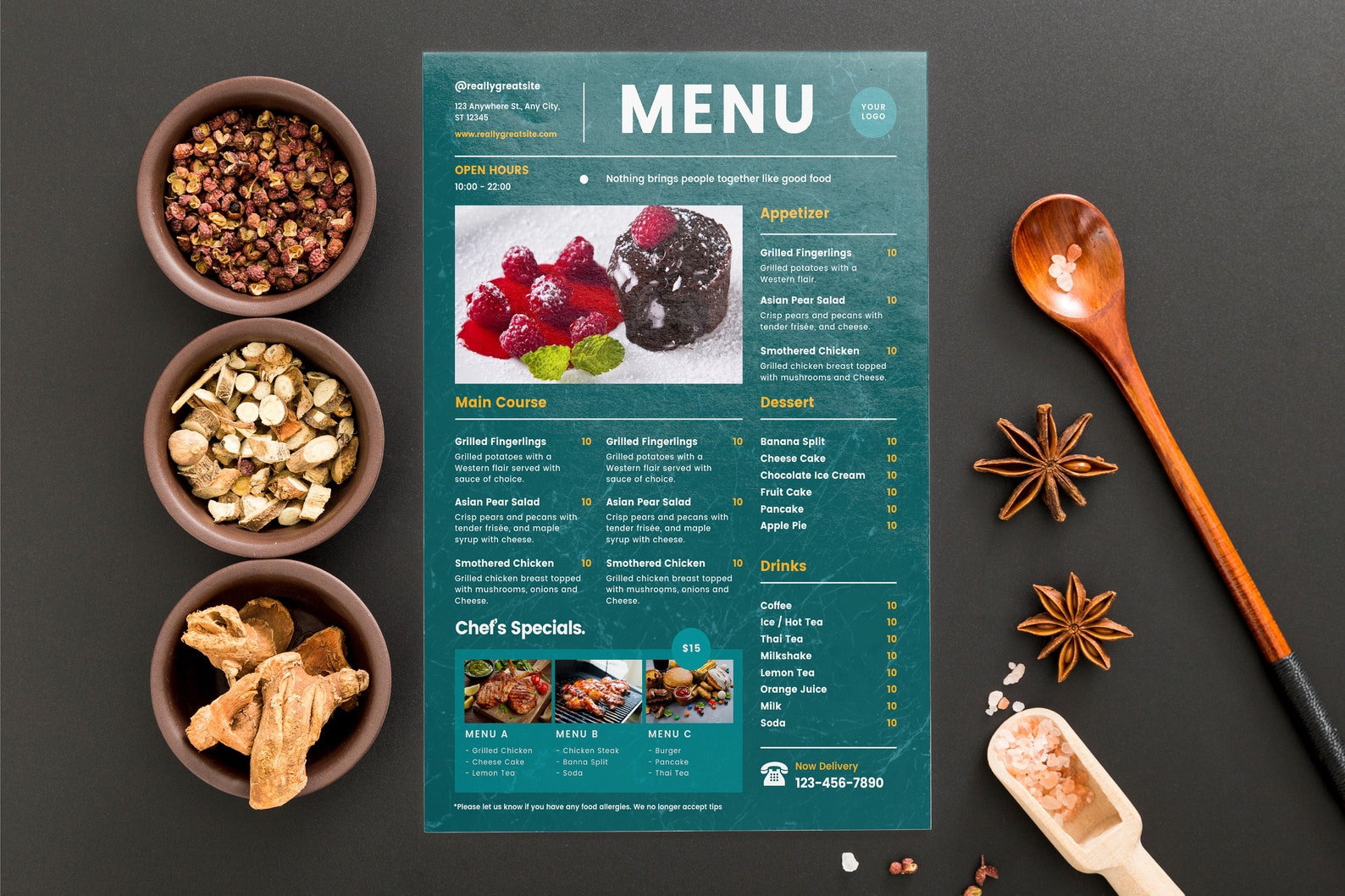 Restaurant Menu Print Template - Simple Food & Drink Menu Template ...