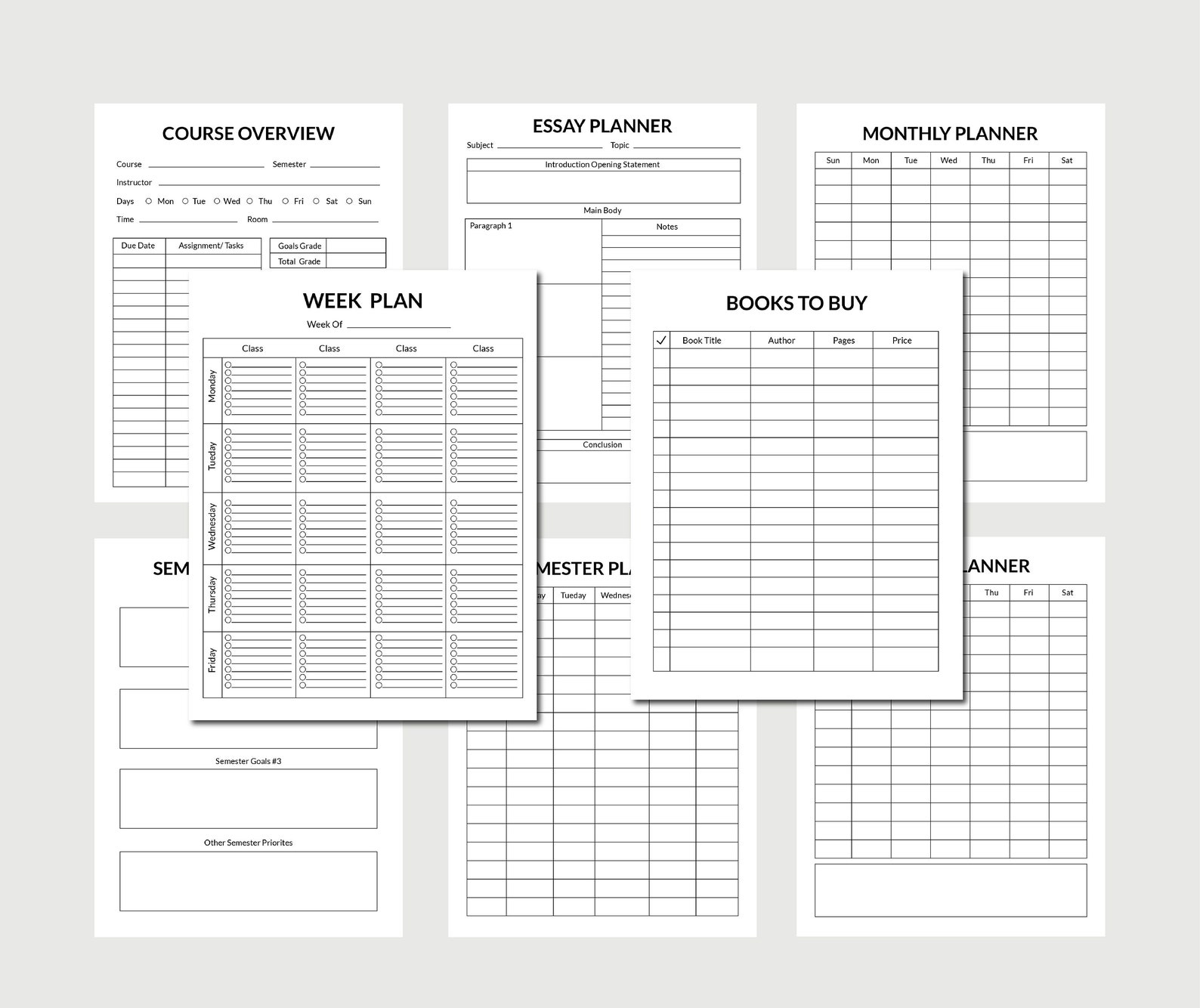Printable Student Planner | School, College, University, Home School ...