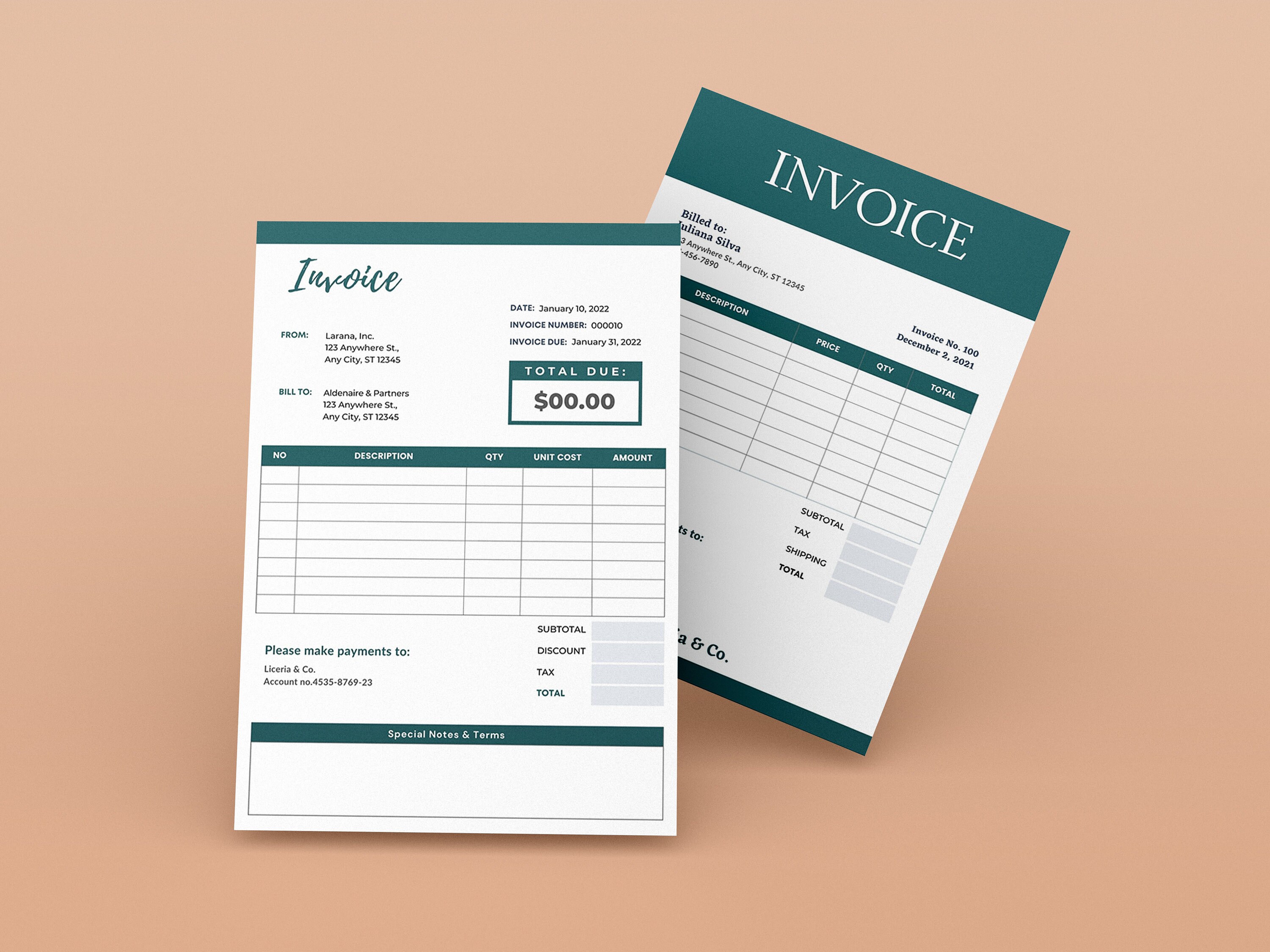 Modern Invoice Template Editable Invoice Printable Invoice - Etsy