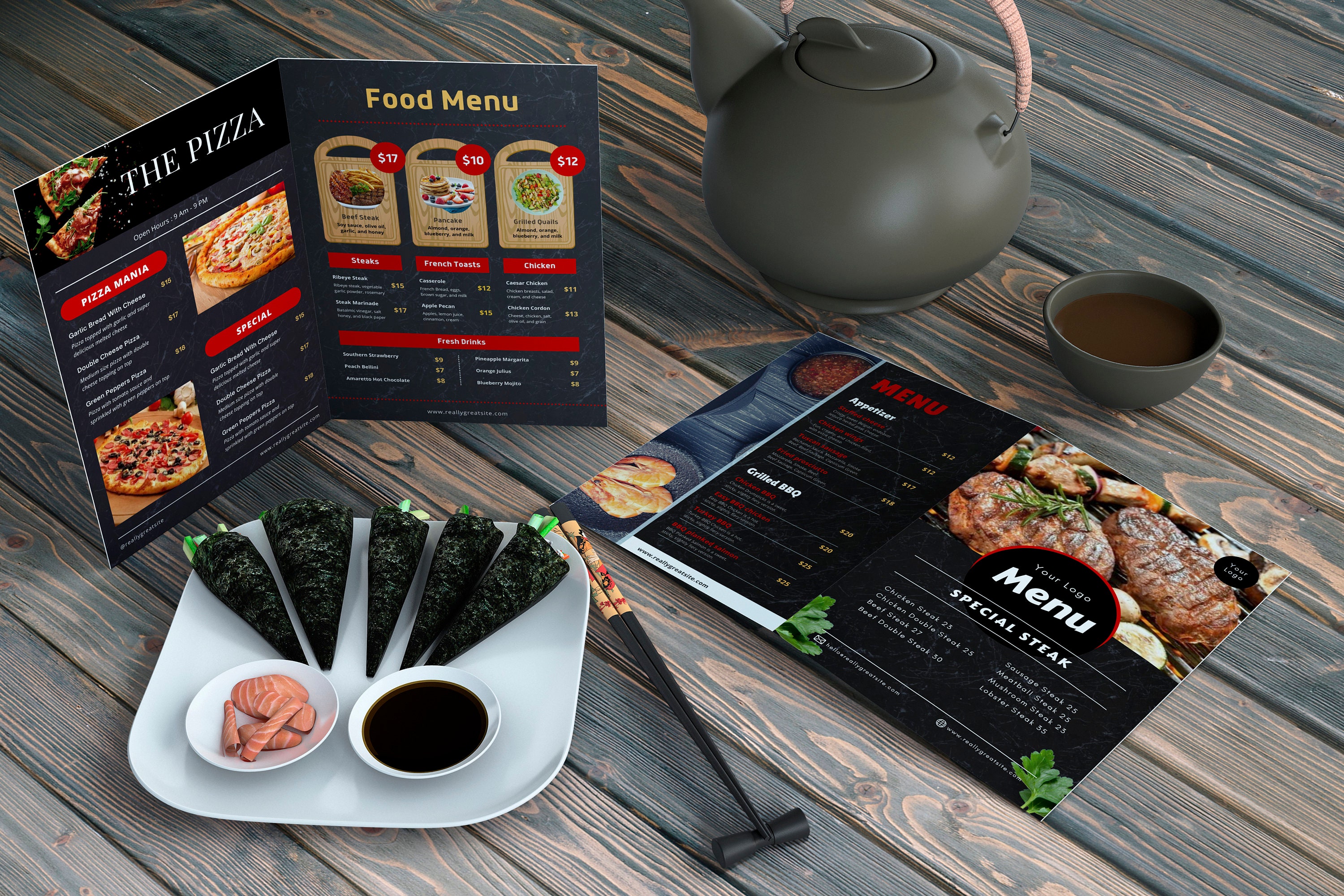 Editable Restaurant Food Menu - Elegant Restaurant Menu - Simple Menu ...