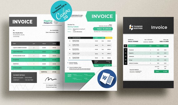 Invoiceinvoice Templateinvoice Template Wordinvoice | Etsy