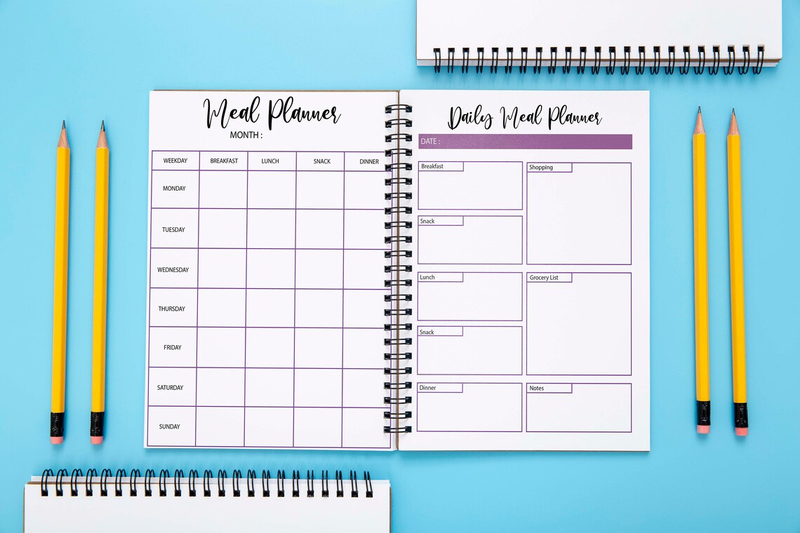 Meal Planner Editable Daily Food Journal Monthly Meal - Etsy