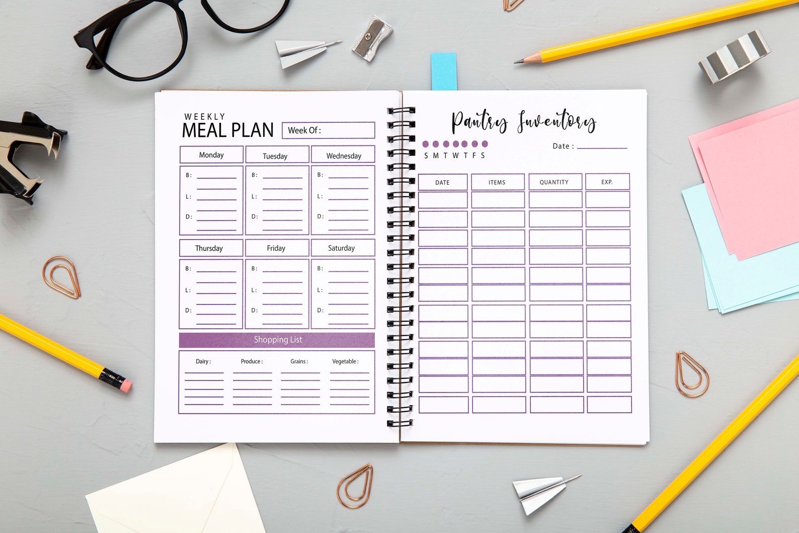Meal Planner Editable Daily Food Journal Monthly Meal - Etsy