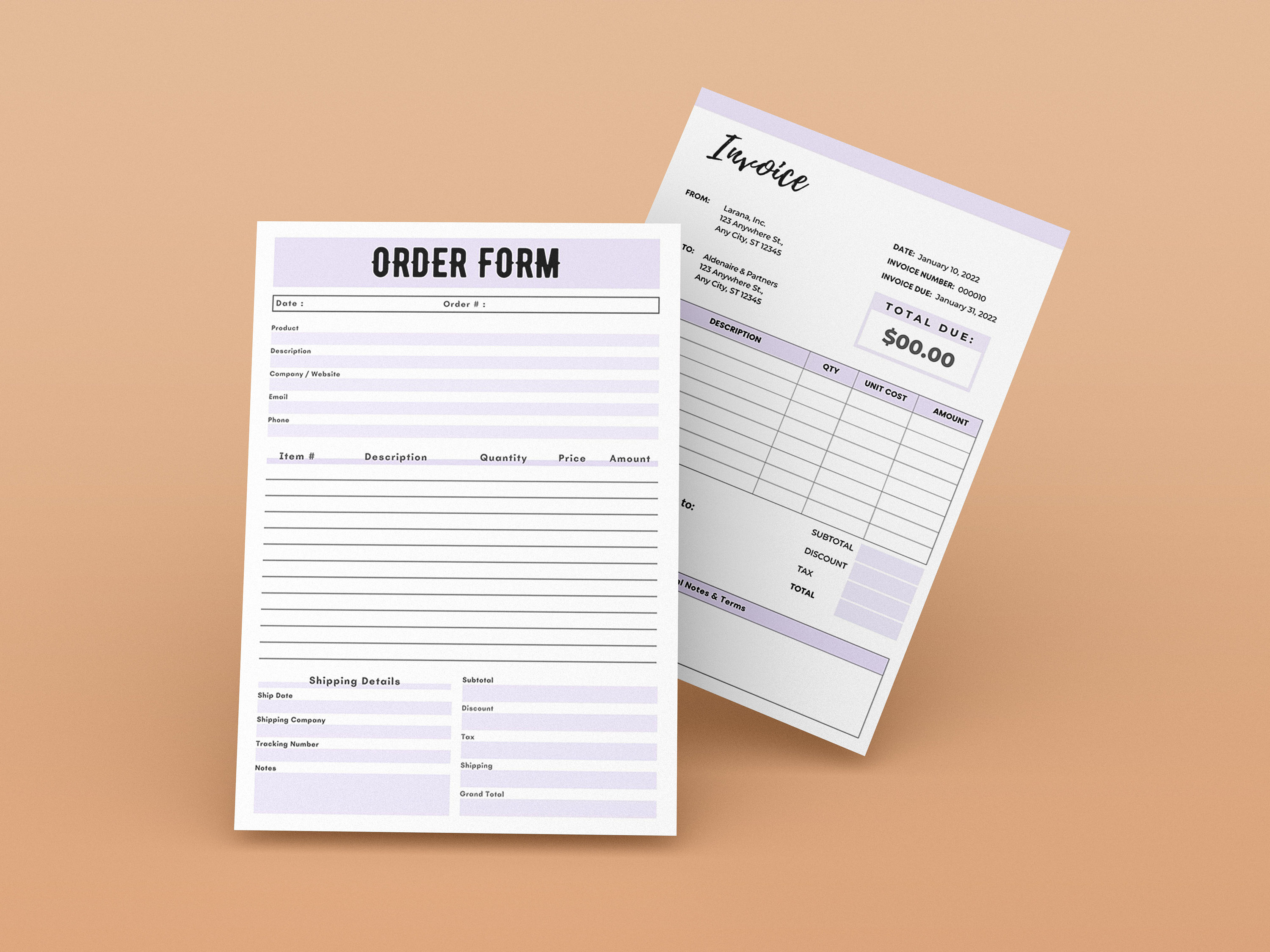 Simple Invoice Template, Business Invoice, Billing Form Template, Blush ...