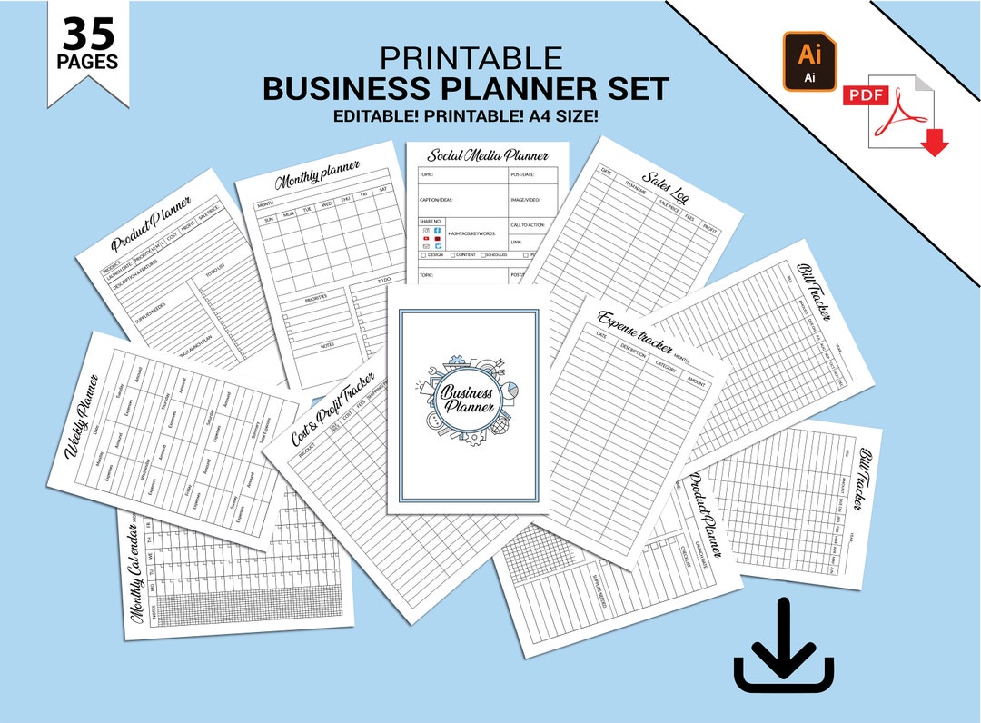 Business Organizer, Business Planner Printable, Small Business Plan ...