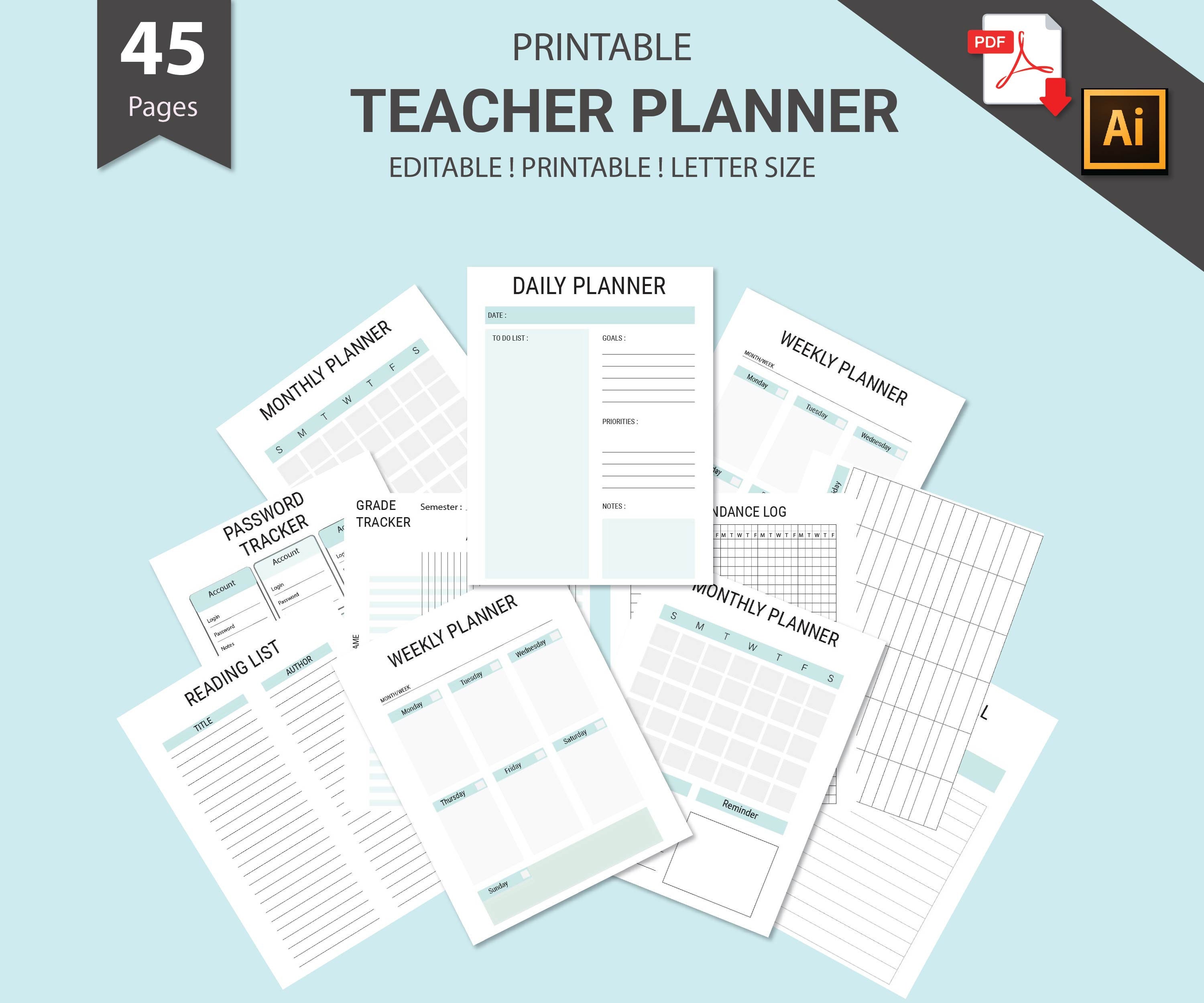 Editable Teacher Planner, Printable Teacher Planner,gifts for Teacher ...