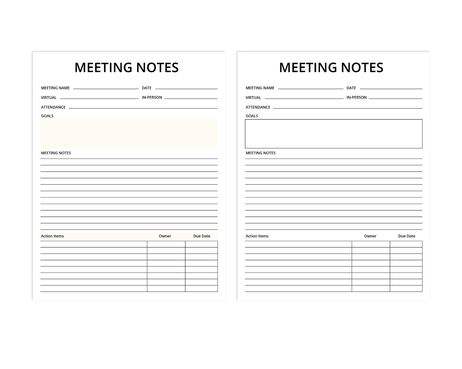 Meeting Notes Printable,editable Meeting Notes Template,meeting ...