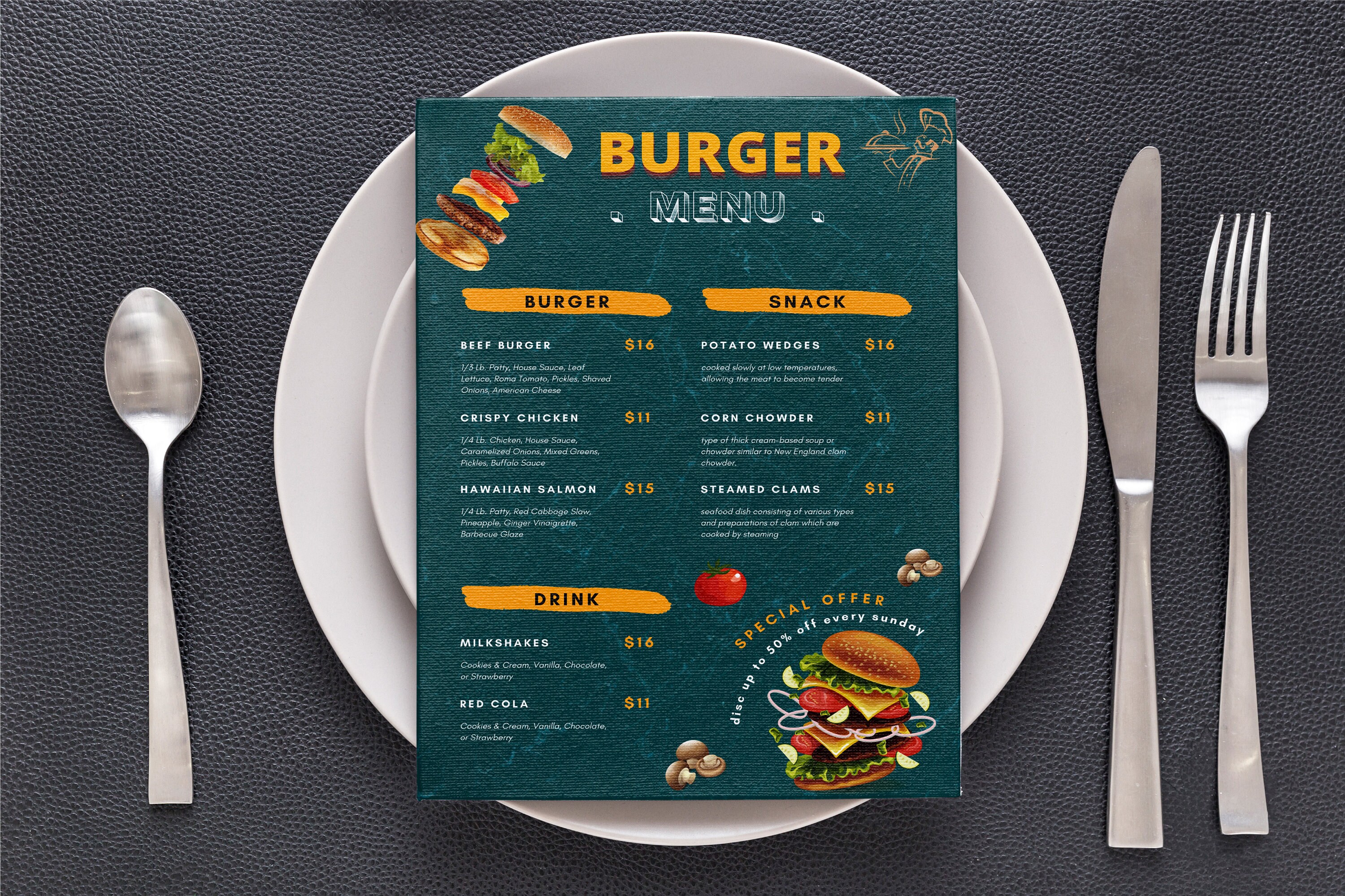 Restaurant Menu Print Template - Simple Food & Drink Menu Template ...