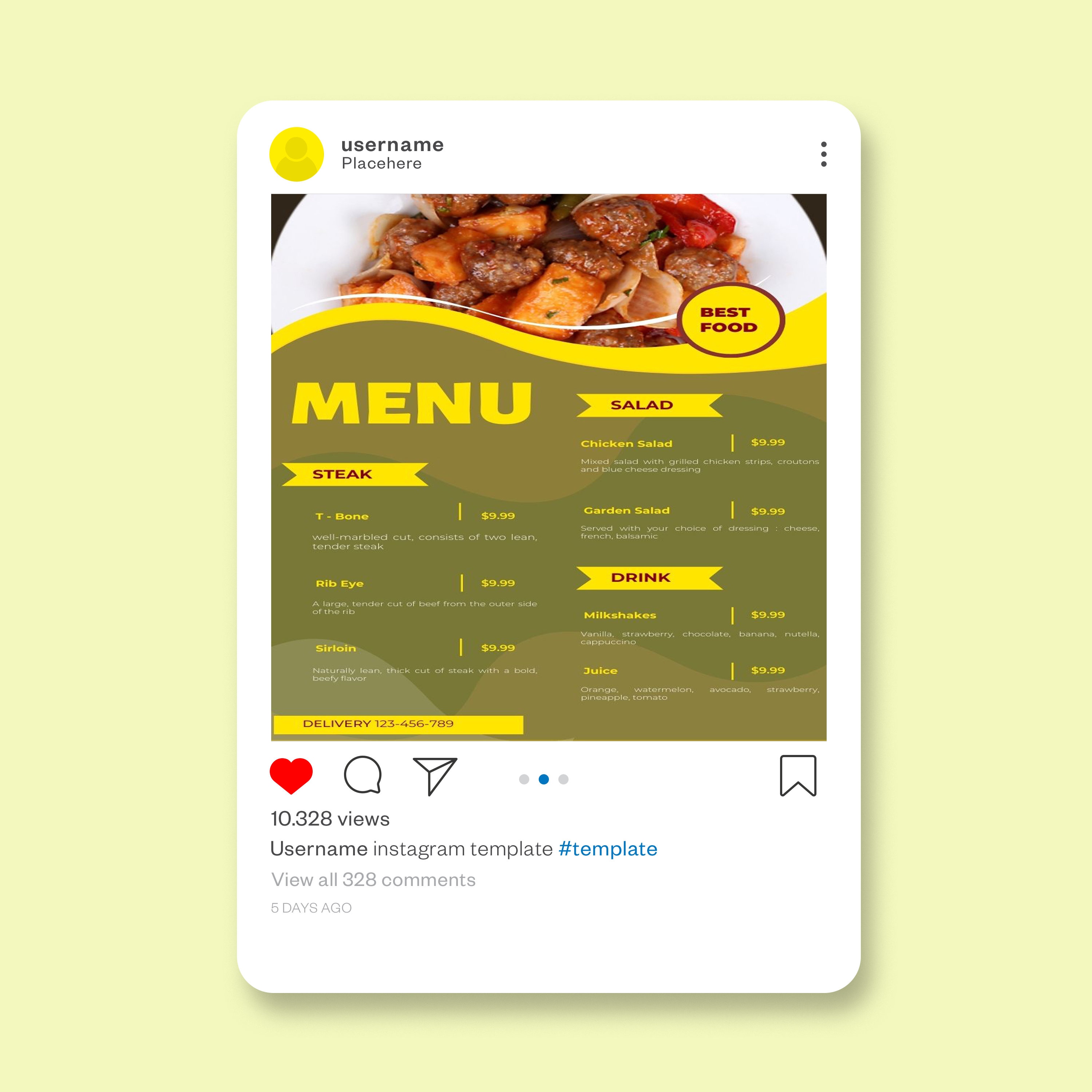 Simple Restaurant Menu Templatefood Truck Menu Template - Etsy