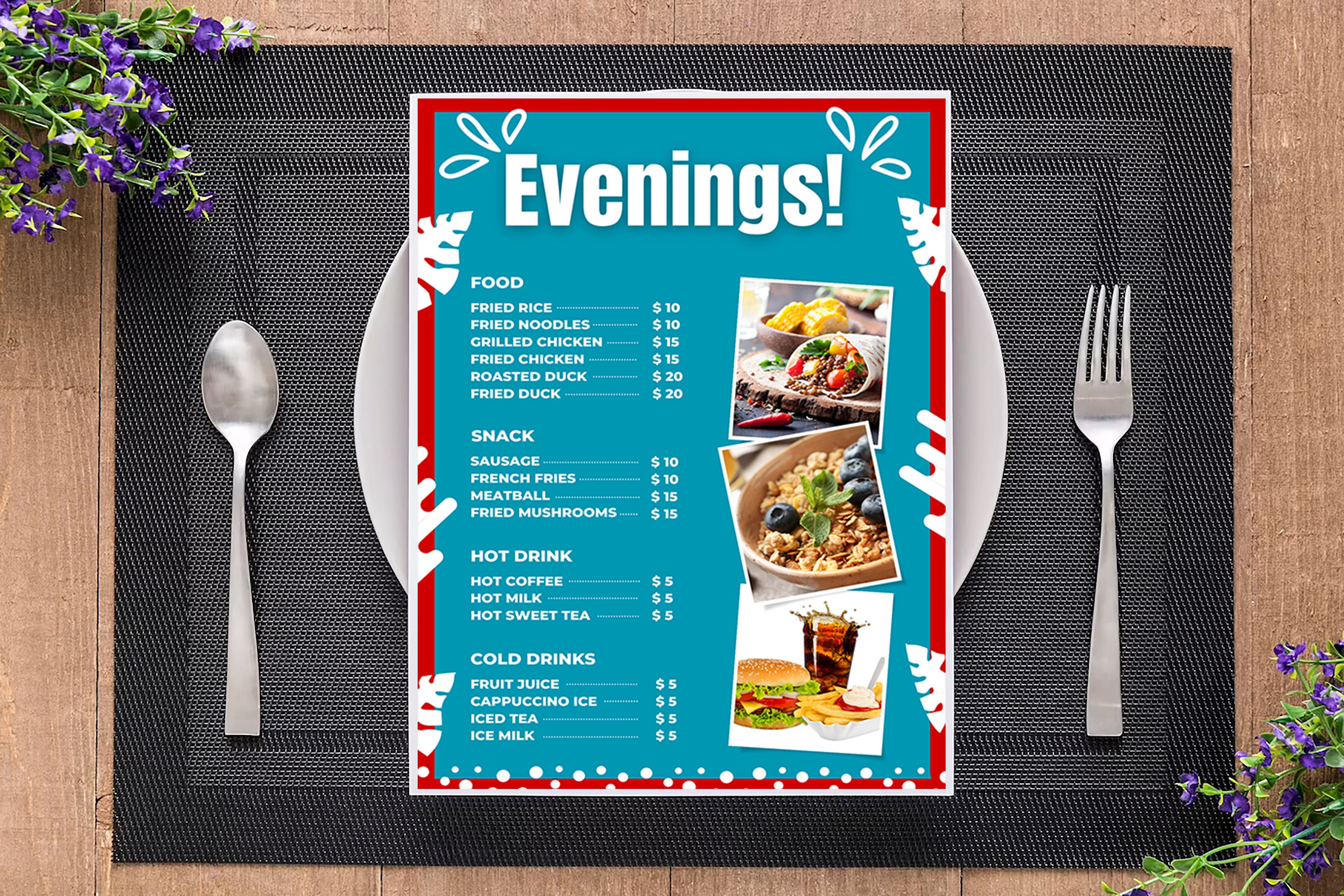 Food Menu Templaterestaurant Menu Canva Editable Menu - Etsy
