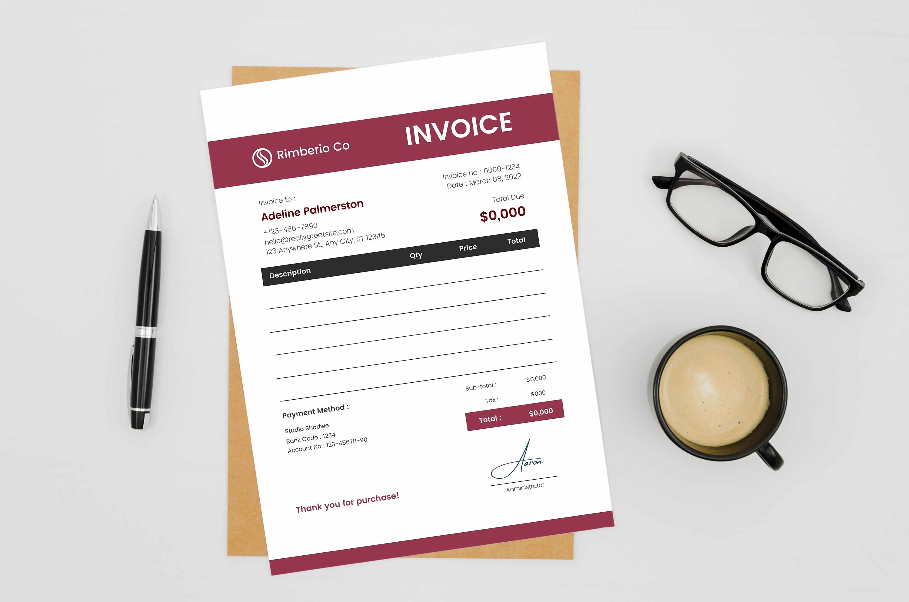 Modern Editable Invoice, Billing Form Template,business Invoice,receipt ...