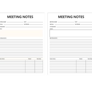 Meeting Notes Printable,editable Meeting Notes Template,meeting ...