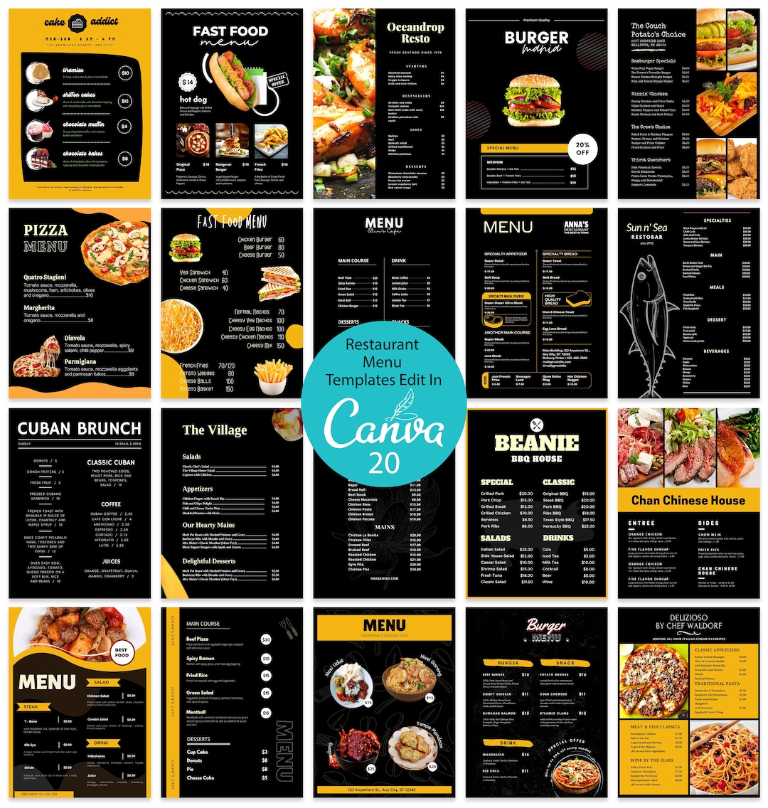 Custom Food Menu Flyer Template |restaurant Menu Template | Canva Food ...