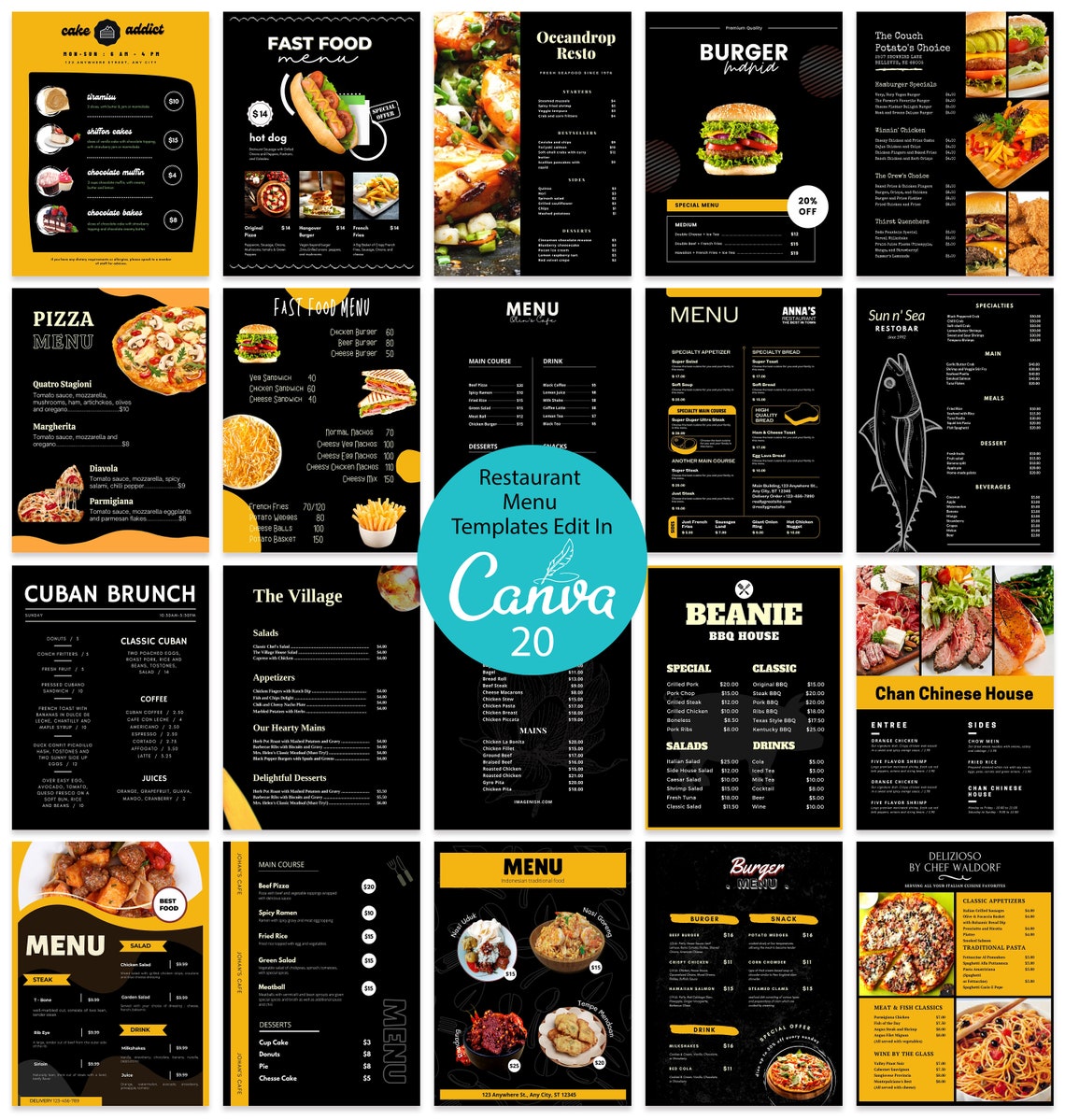 Custom Food Menu Flyer Template |restaurant Menu Template | Canva Food ...
