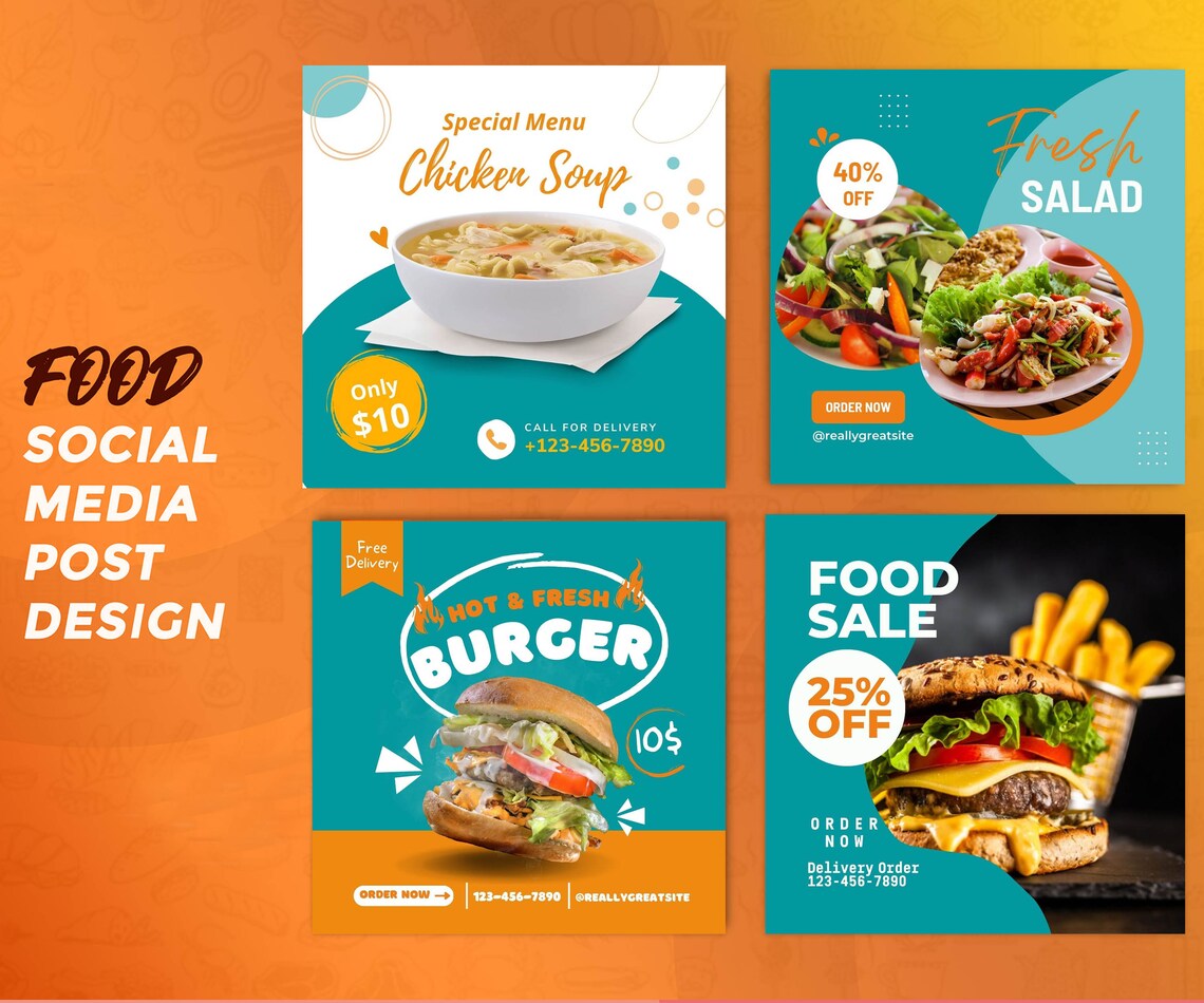 Food Instagram |foodie Blogger Canva Template| Social Media Marketing ...