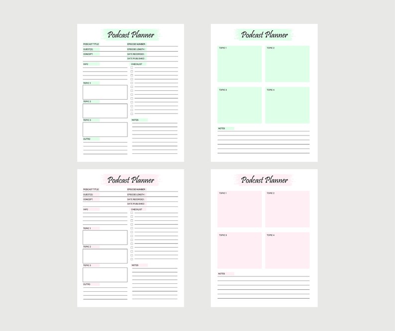 Podcast Episode Planner, Podcast Planner Printable, Editable Podcast ...