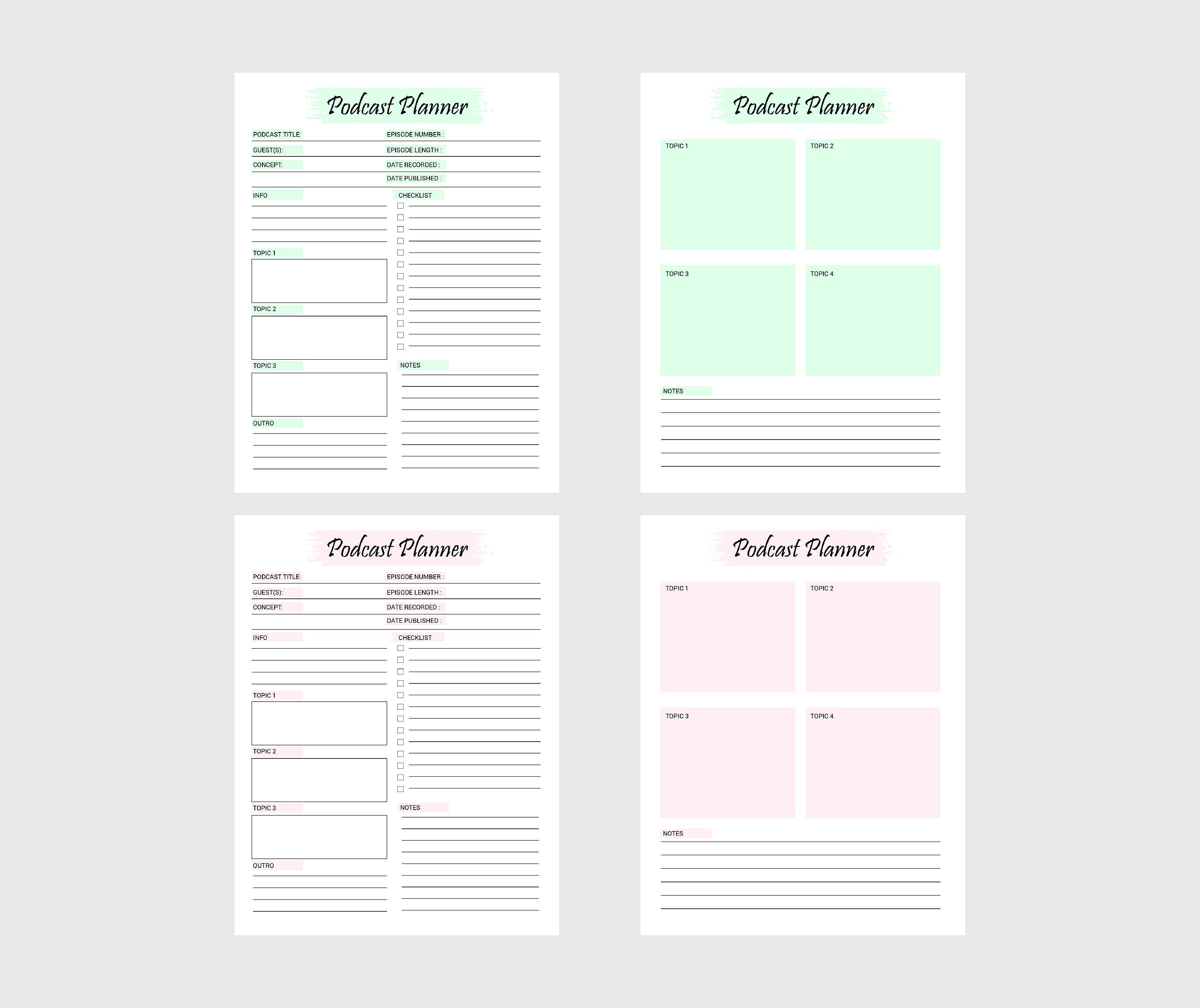 Podcast Episode Planner, Podcast Planner Printable, Editable Podcast ...