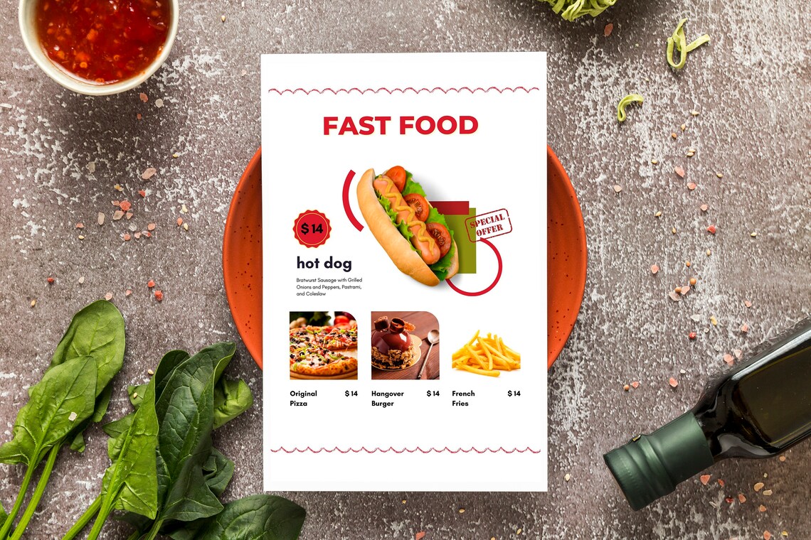 Printable Restaurant Menu Template food Menu Template Cafe - Etsy