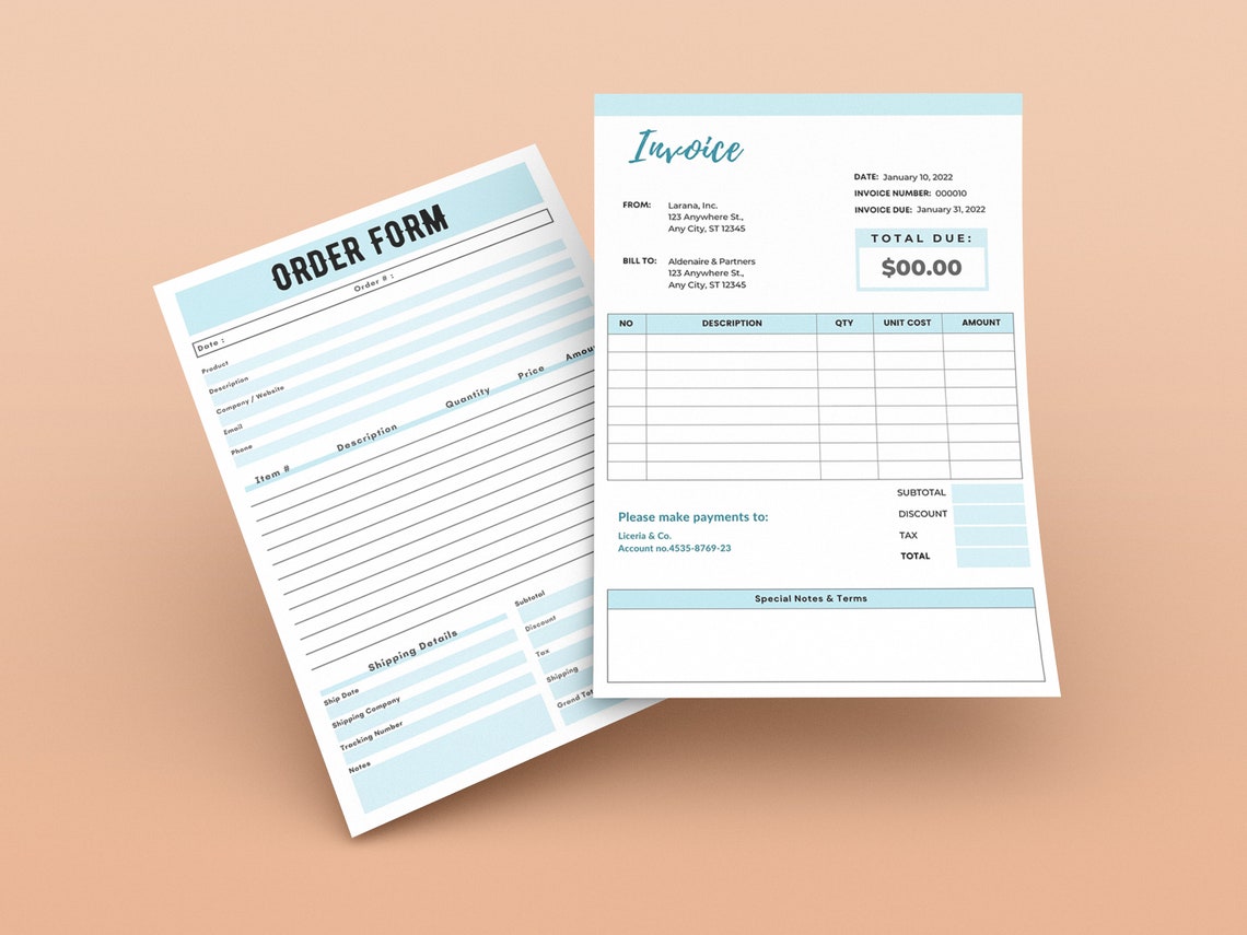 Editable INVOICE Template, Printable Invoice Form, Business Invoice ...