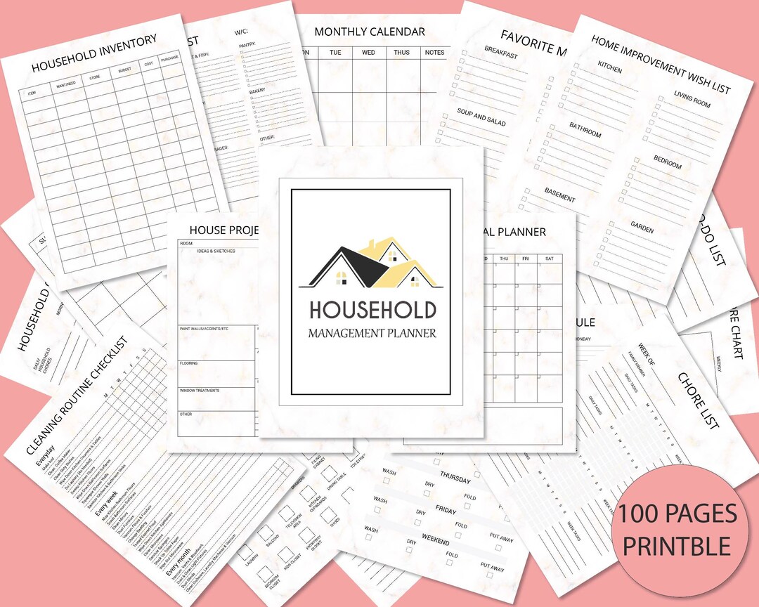 Household Planner Printables - Home Management Binder - Printable ...