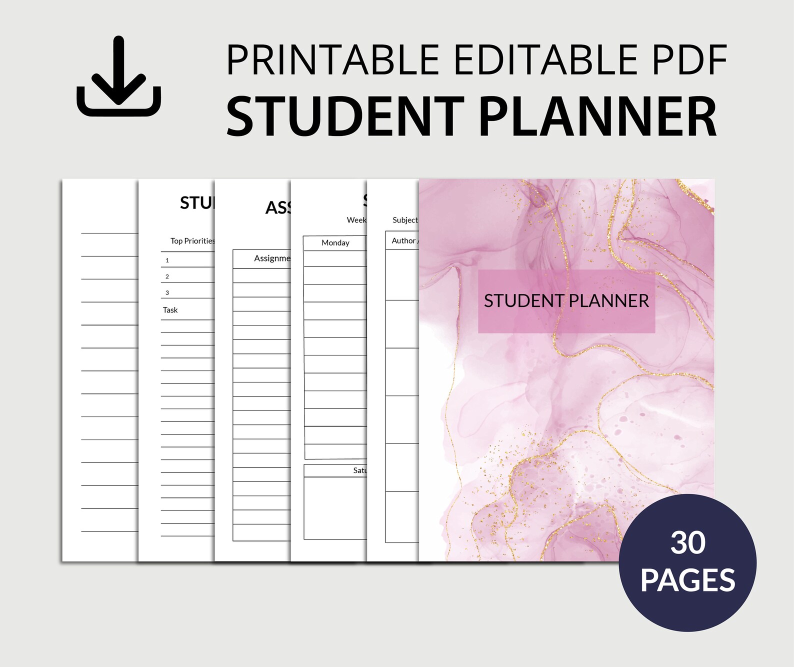 Printable Student Planner | School, College, University, Home School ...