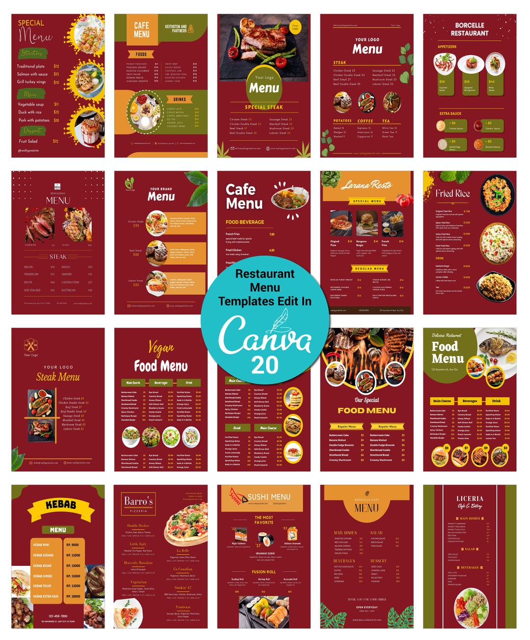 Canva Editable Food Menu, Restaurant Menu Template, Restaurant Food ...