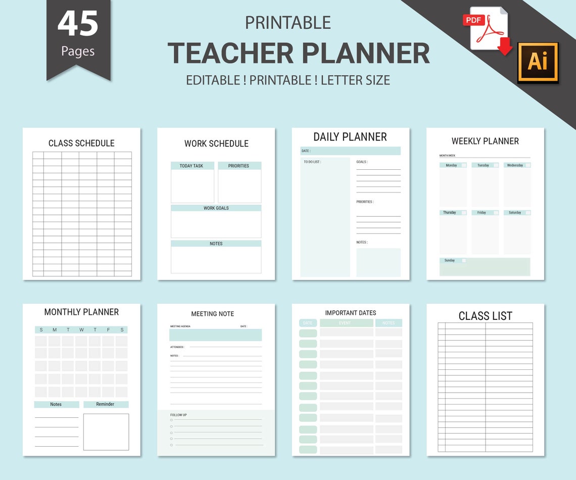 Editable Teacher Planner, Printable Teacher Planner,gifts for Teacher ...