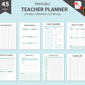 Editable Teacher Planner, Printable Teacher Planner,gifts for Teacher ...