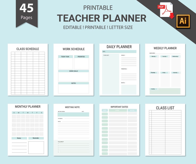Editable Teacher Planner, Printable Teacher Planner,gifts for Teacher ...