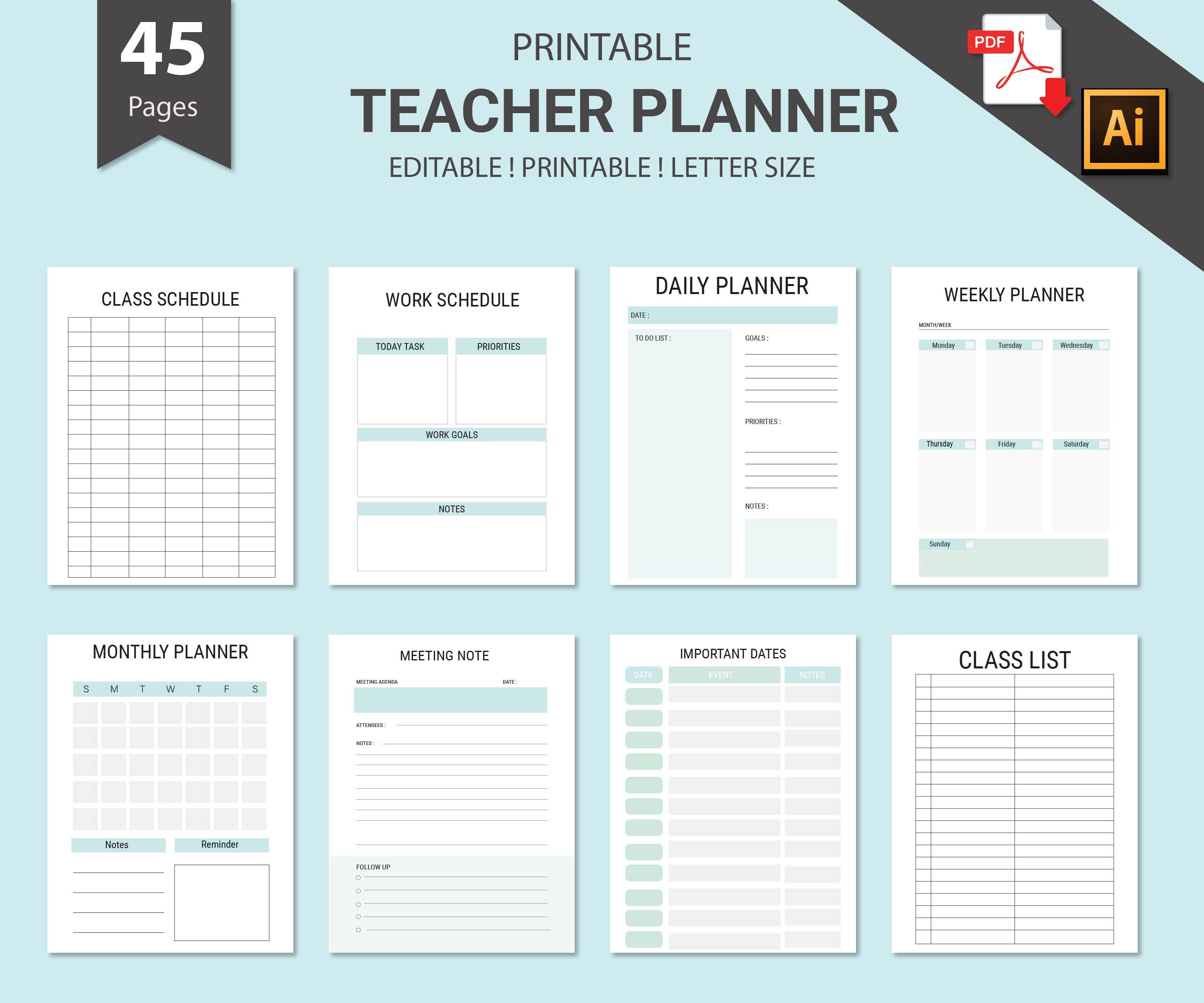 Editable Teacher Planner, Printable Teacher Planner,gifts for Teacher ...