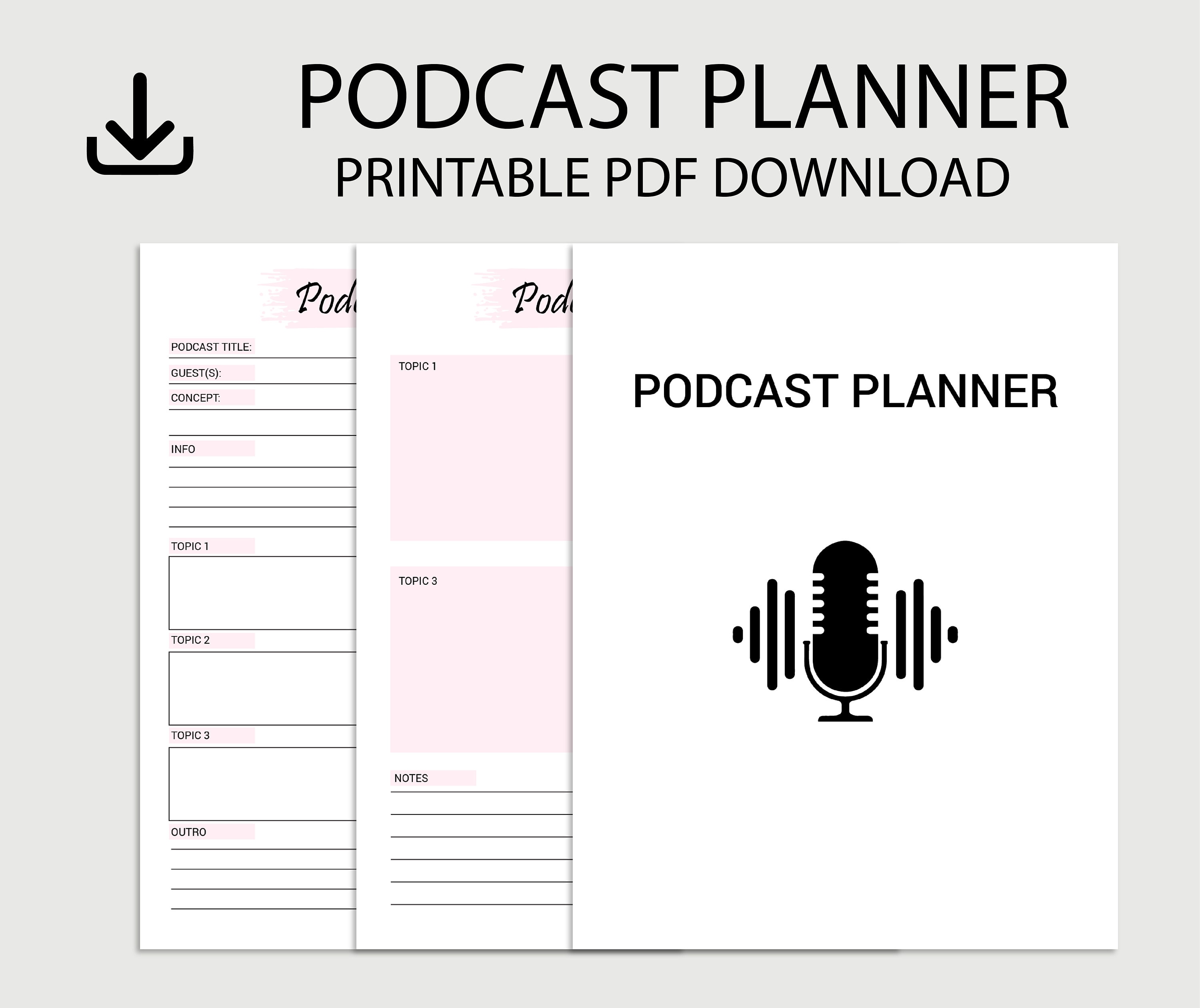 Podcast Episode Planner, Podcast Planner Printable, Editable Podcast ...