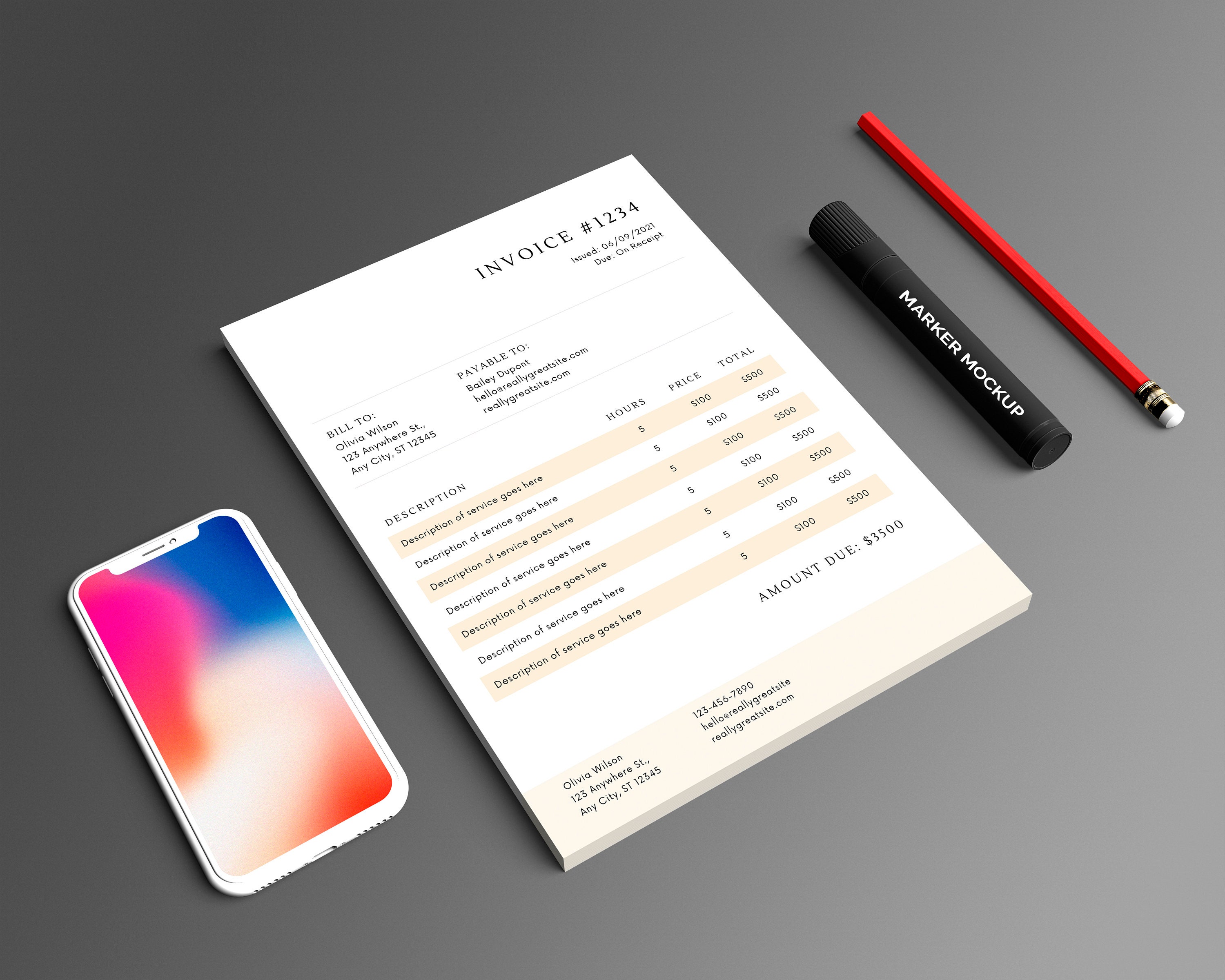 Digital Invoice,invoice Form, Editable Invoice,printable Invoice,small ...