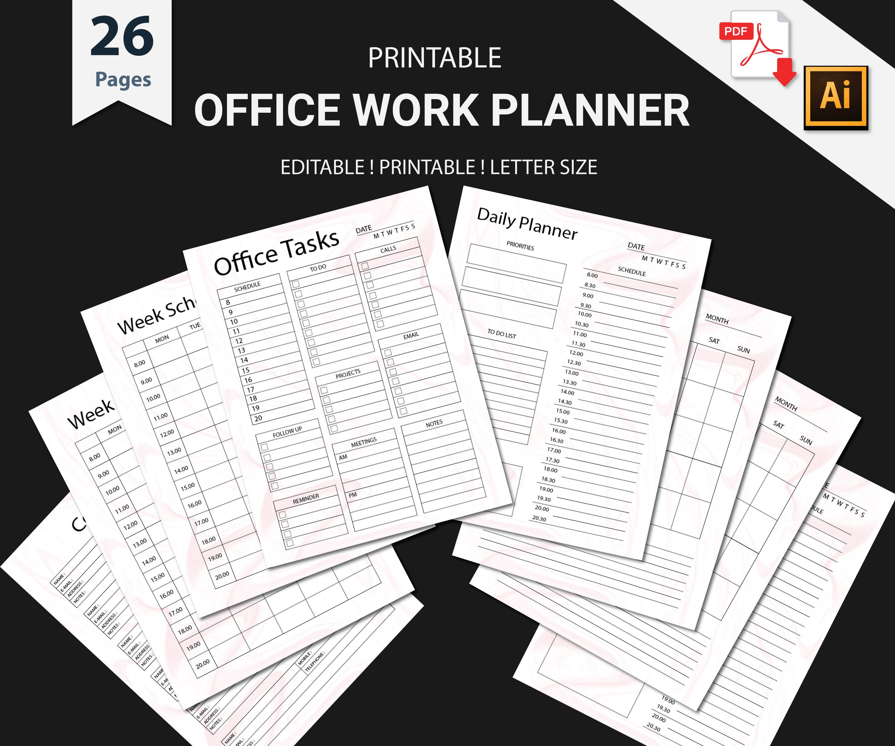 Office Organizer Printable | Office Work Planner | Office Task Tracker ...