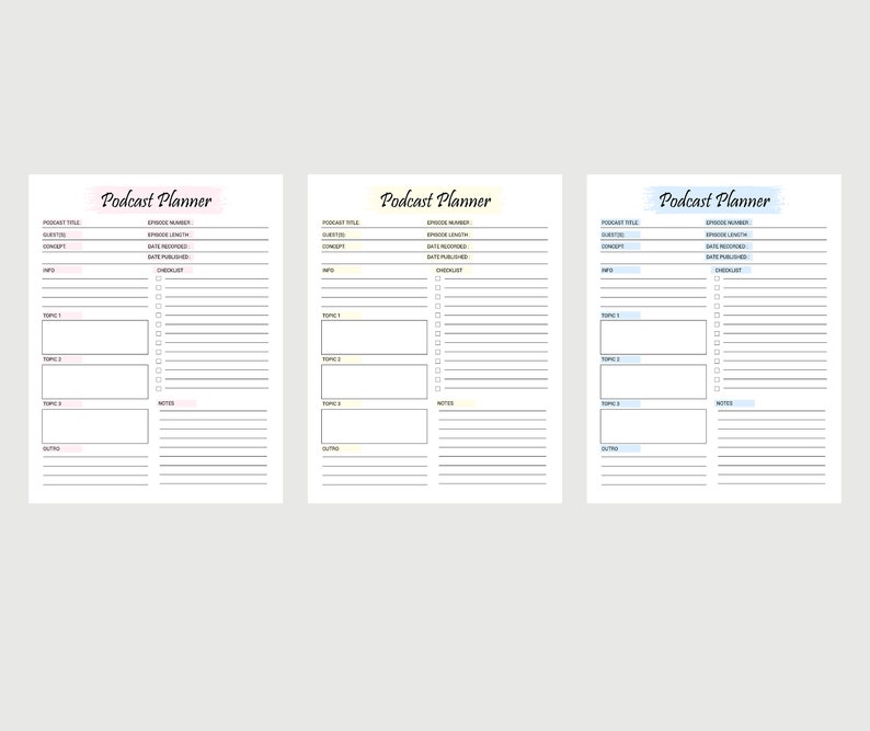 Podcast Episode Planner, Podcast Planner Printable, Editable Podcast ...