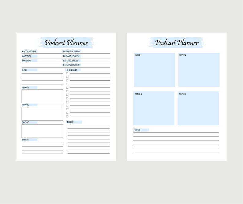 Podcast Episode Planner, Podcast Planner Printable, Editable Podcast ...