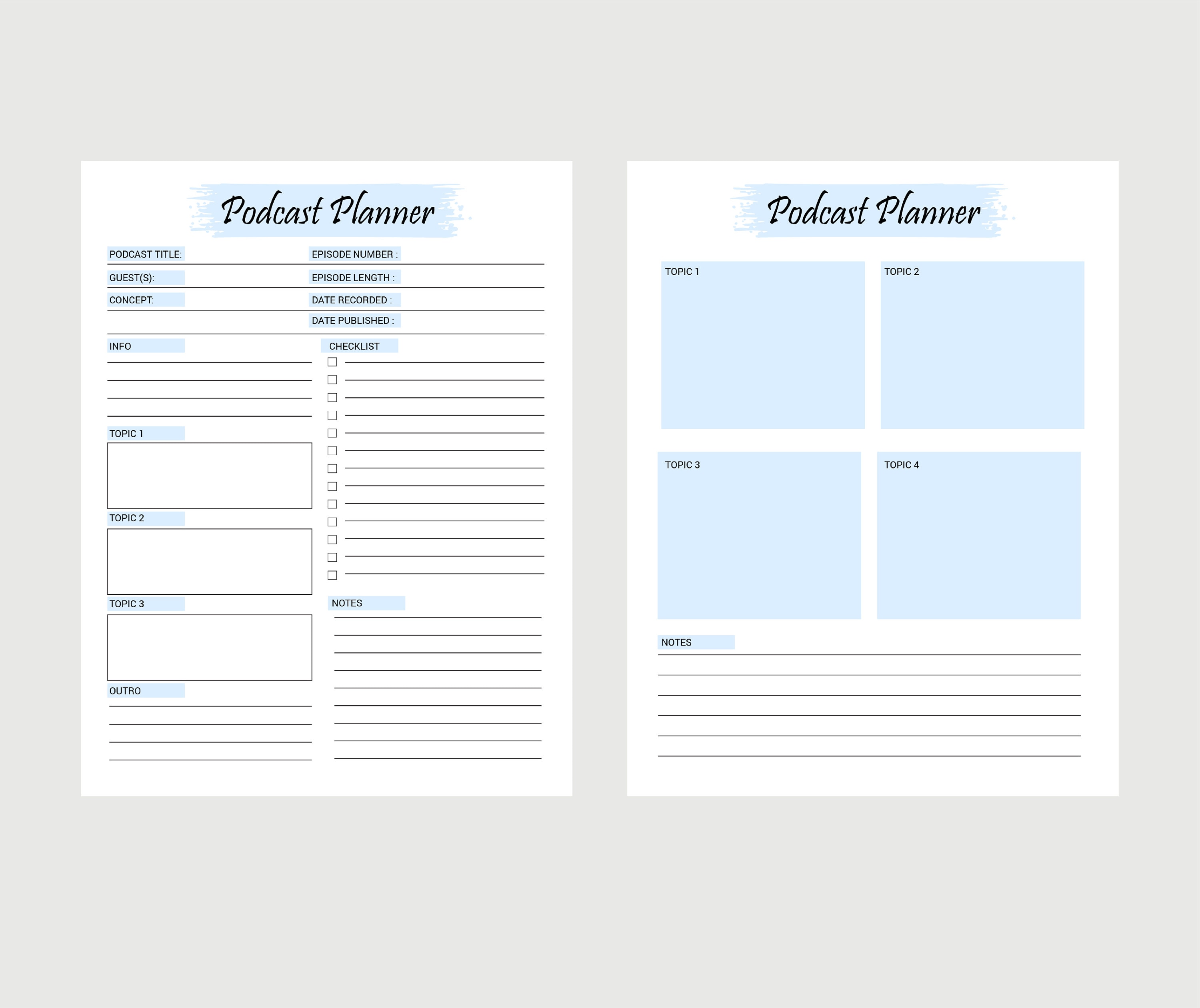 Podcast Episode Planner, Podcast Planner Printable, Editable Podcast ...