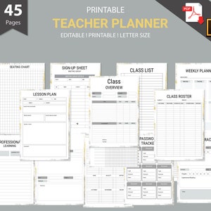 Teacher Planner Printable Pages,lesson Plan Template,academic Planner ...