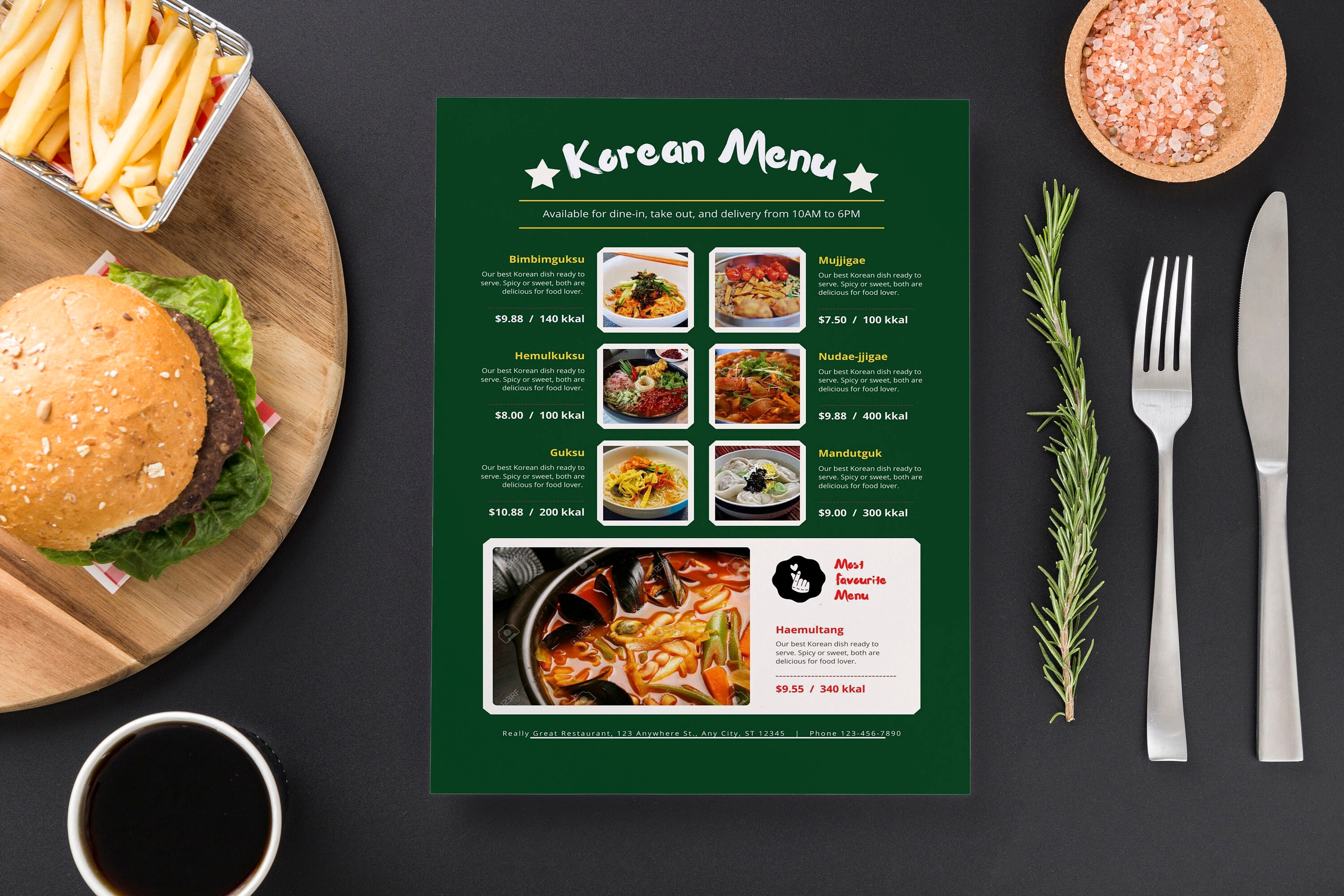 Simple Modern Food Menu Templates,printable Restaurant Menu,editable ...