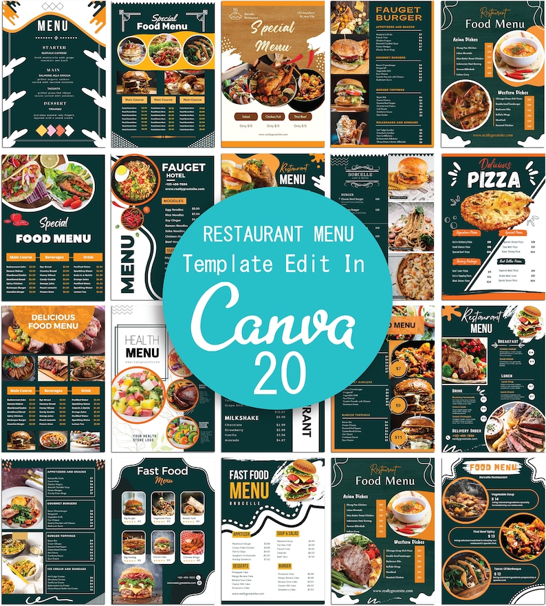 Restaurant Menu,canva Editable Menu, Menu Design, Cafe Menu,trendy Menu ...