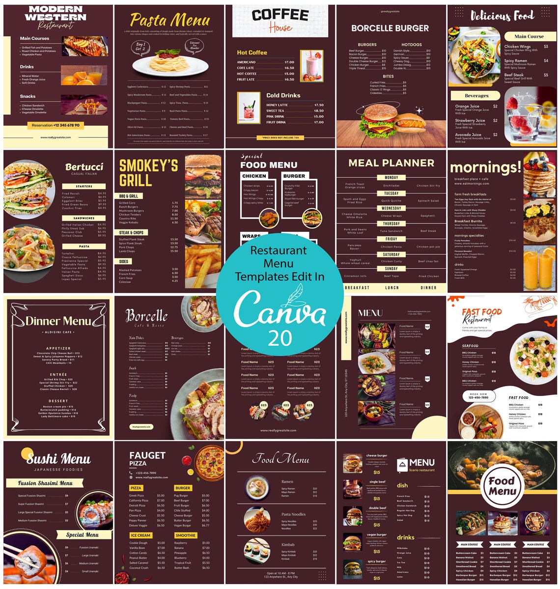 Food Menu Editablemenu Templaterestaurant Cafe Food | Etsy