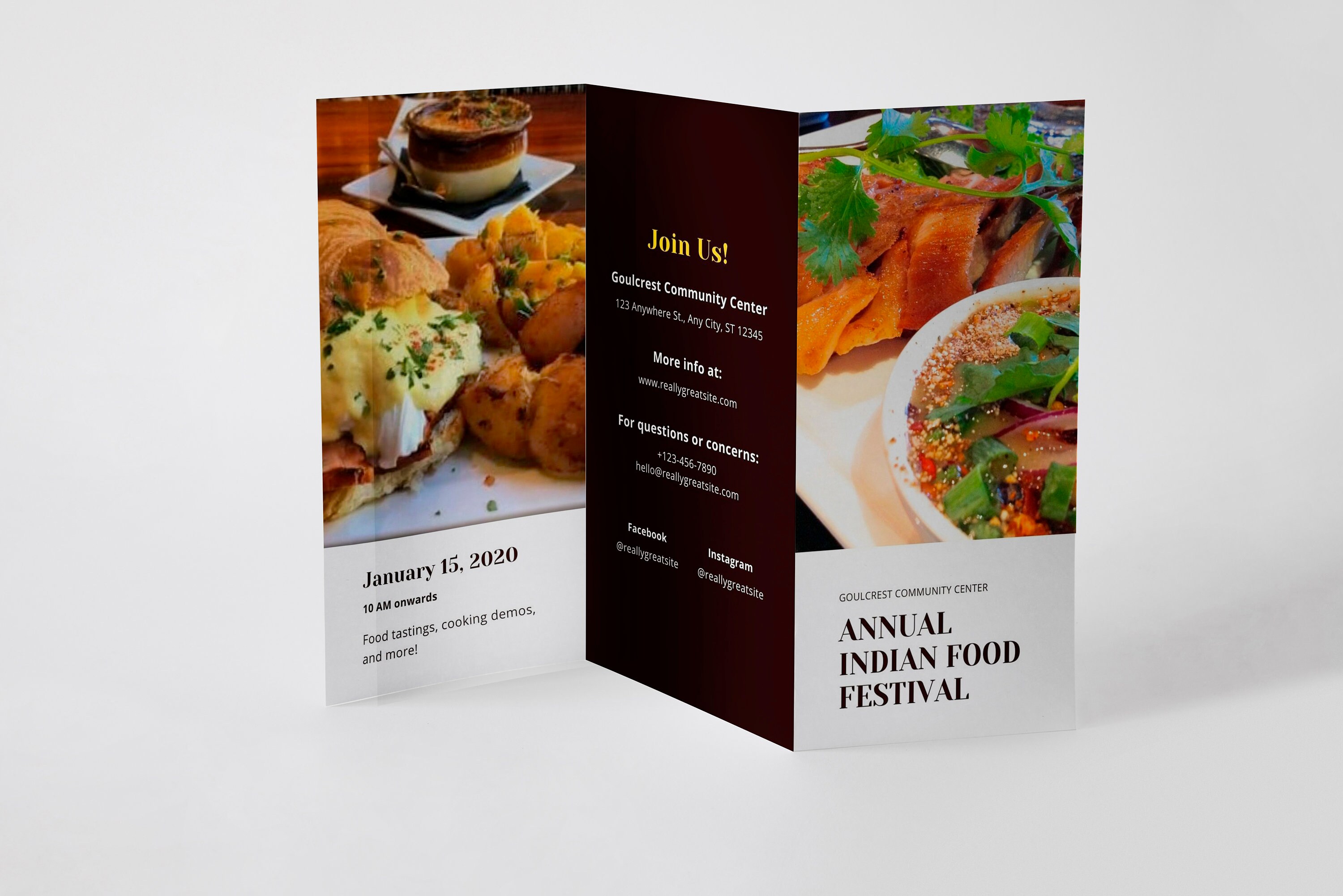Trifold Brochure Template for Restaurant, Trifold Brochure Template ...