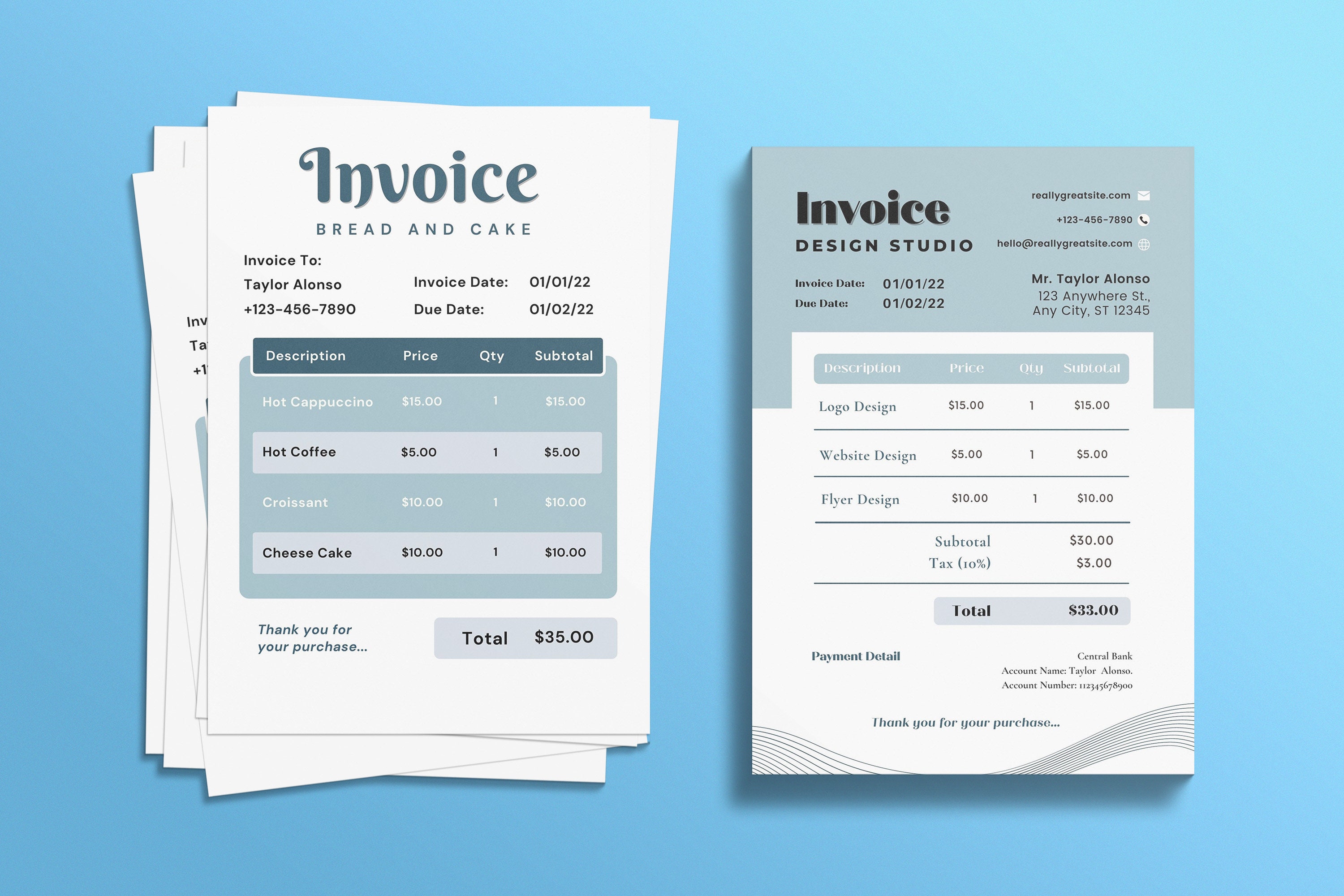 Invoice Editable Template, Printable Invoice, Small Business Invoice ...