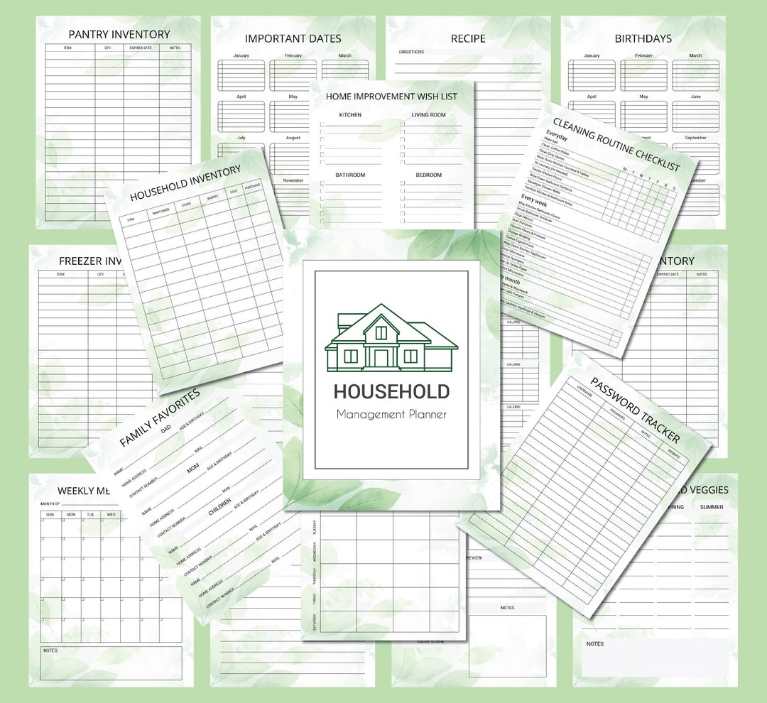 Home Management Planner Printable,home Organization Planner,household ...