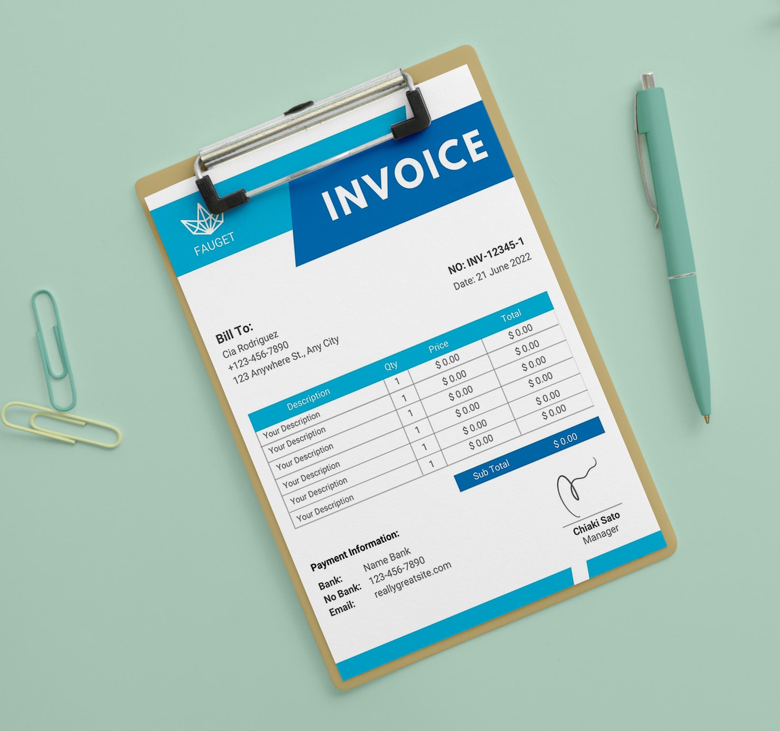 Invoice Template | Editable Billing Form |canva Template |custom ...