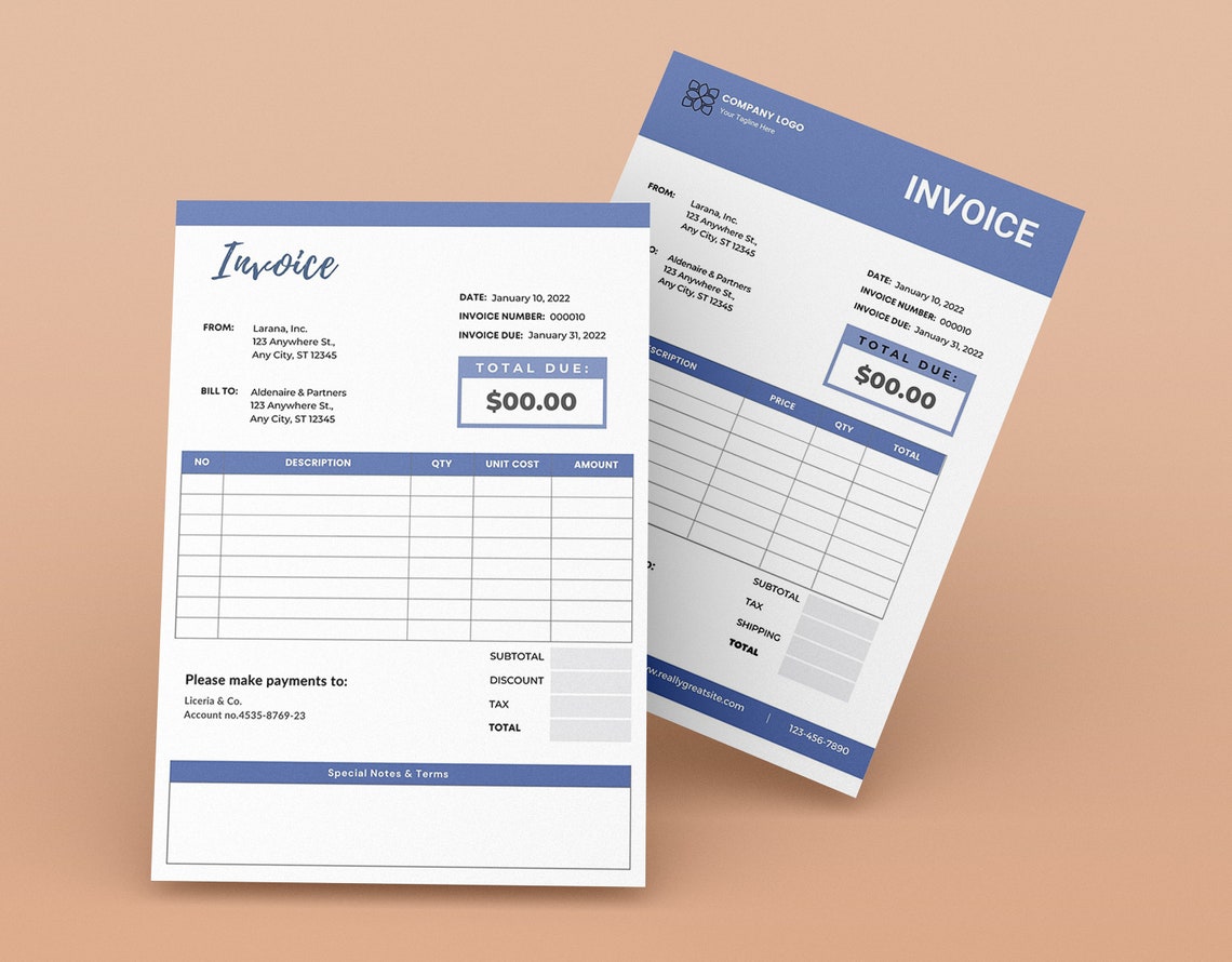 Invoice Editable Template,printable Invoice,order Form Invoice, Invoice ...